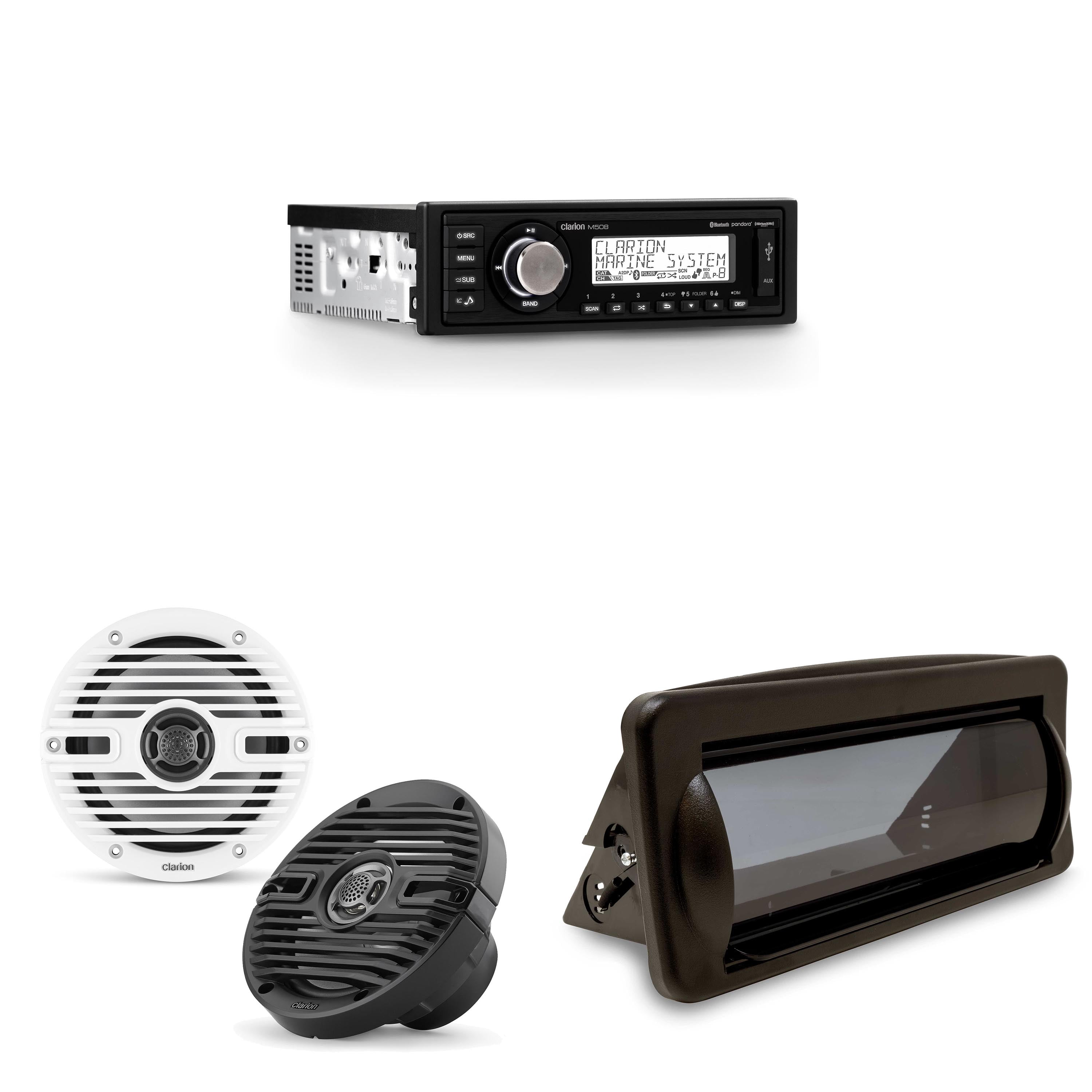 Clarion Marine Boat Audio Upgrade M508 Source Unit, Marine Cover, (1 ...