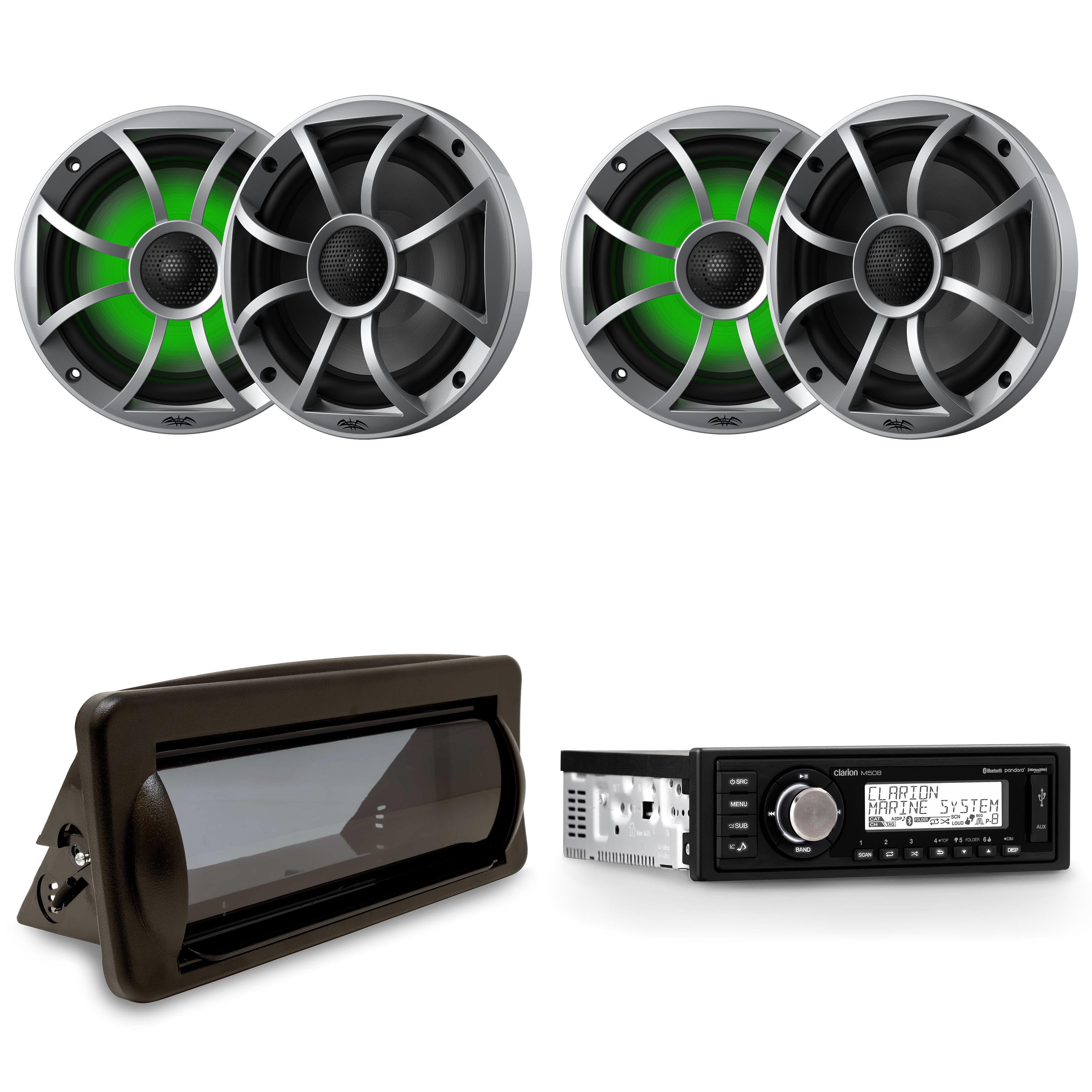 Clarion Marine Boat Audio Upgrade M508 Source Unit, Marine Cover, (2 ...