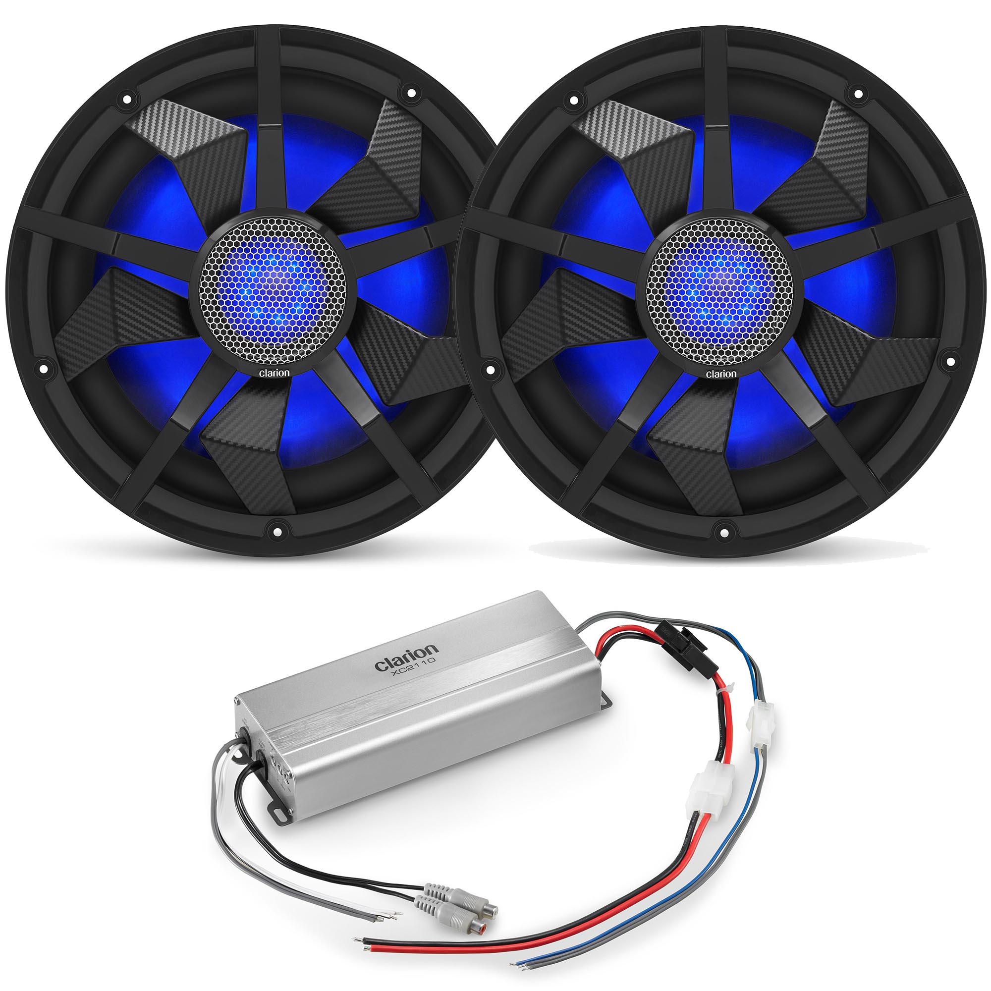 Clarion Marine Subwoofer Amplifier Bundle - Two 12" CM3013WL LED Sub ...