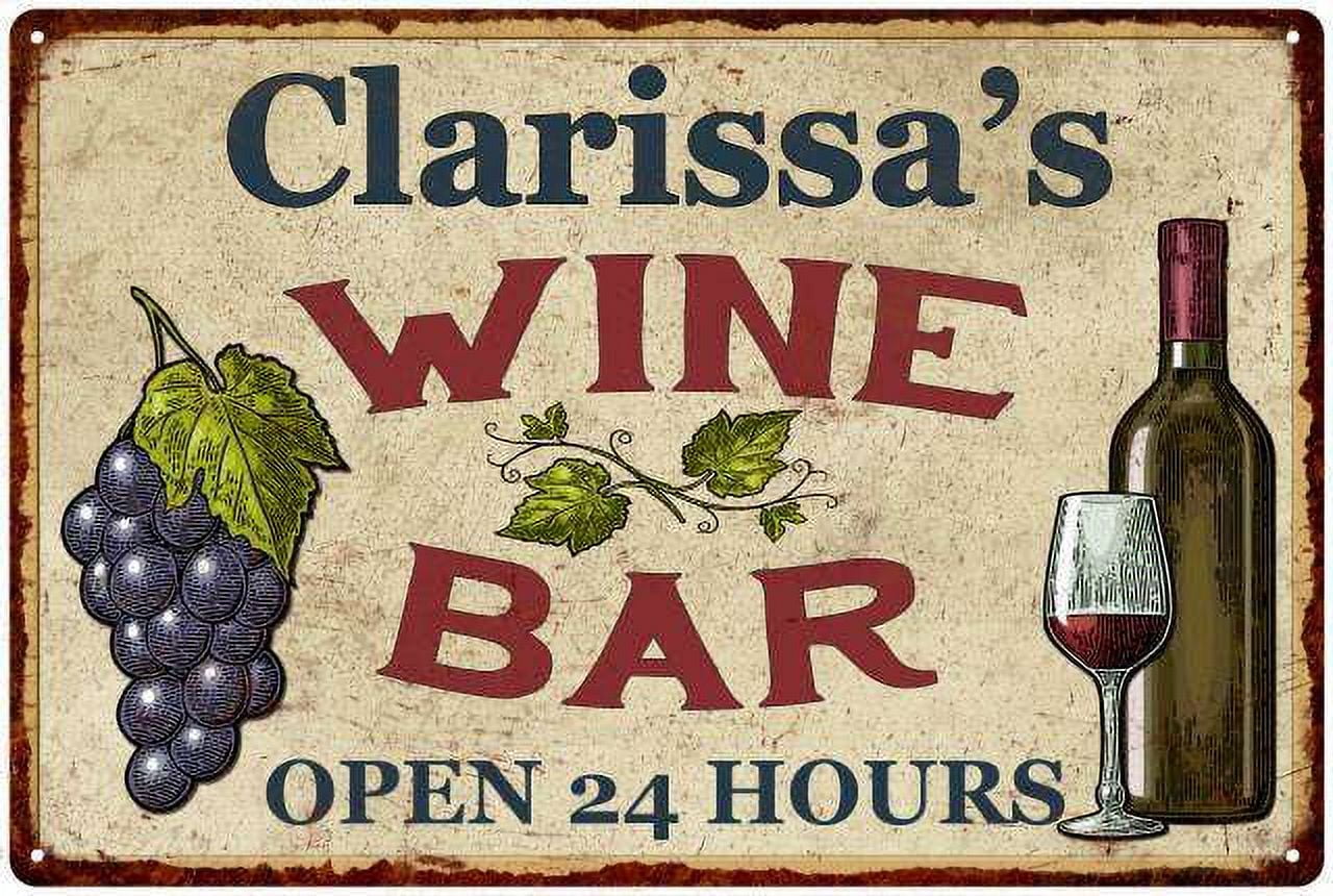 Clarissa's Rustic Wine Bar Sign Wall Decor Kitchen Gift 16 x 24 Matte ...