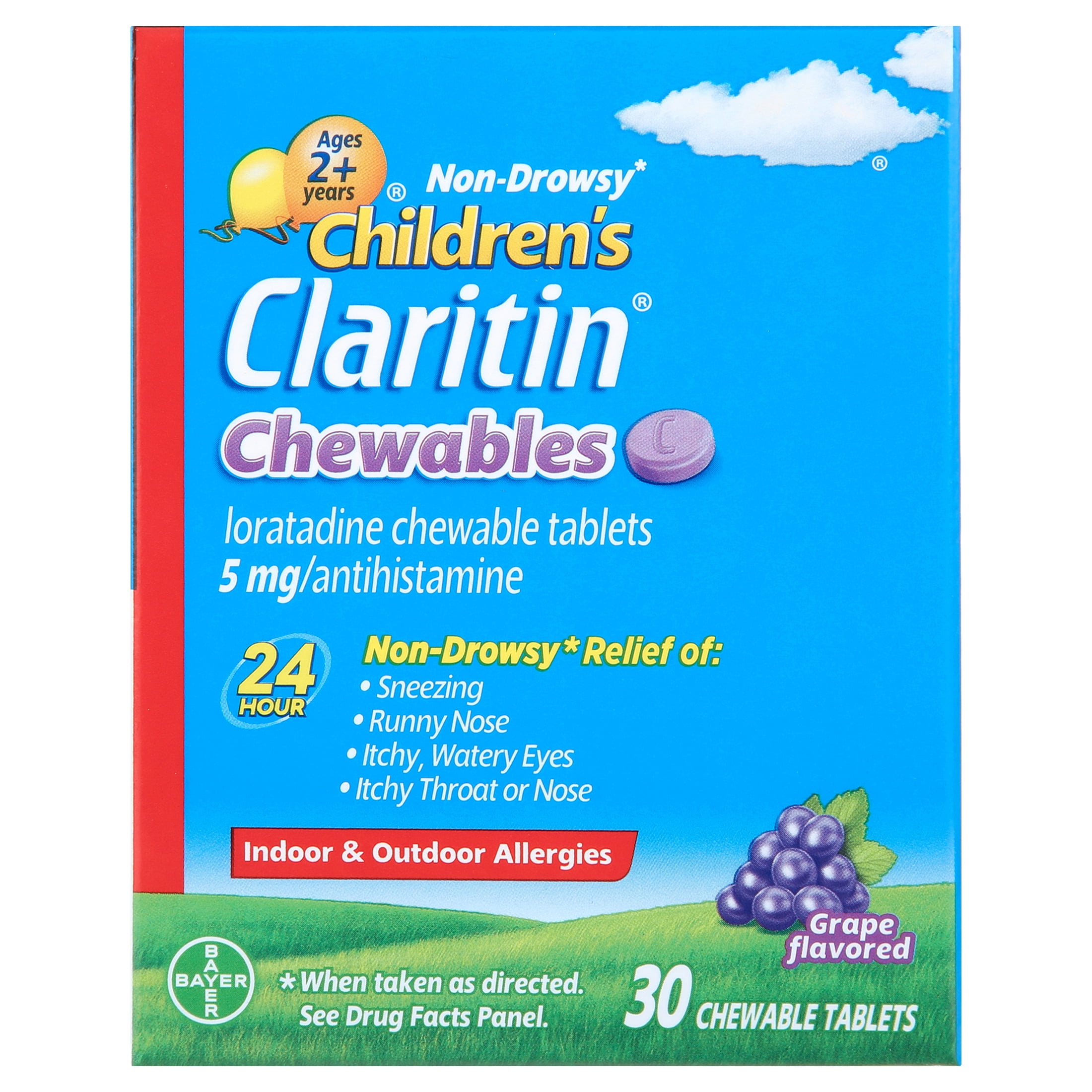 Claritin Kids Allergy Relief, Non-Drowsy 24 Hour Chewable Tablets ...