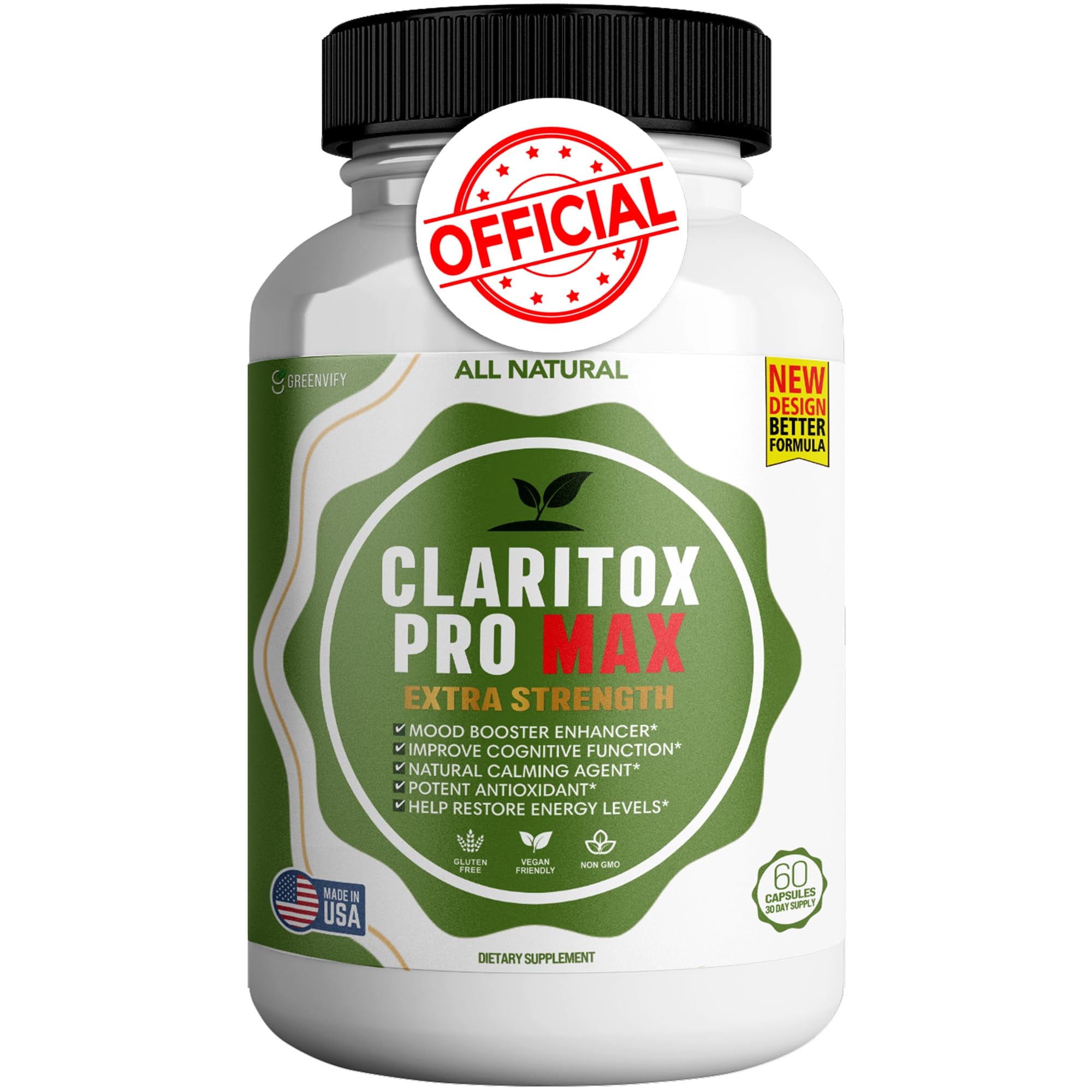 Claritox Pro Max Extra Strength Supplement for Mood Booster, Cognitive ...