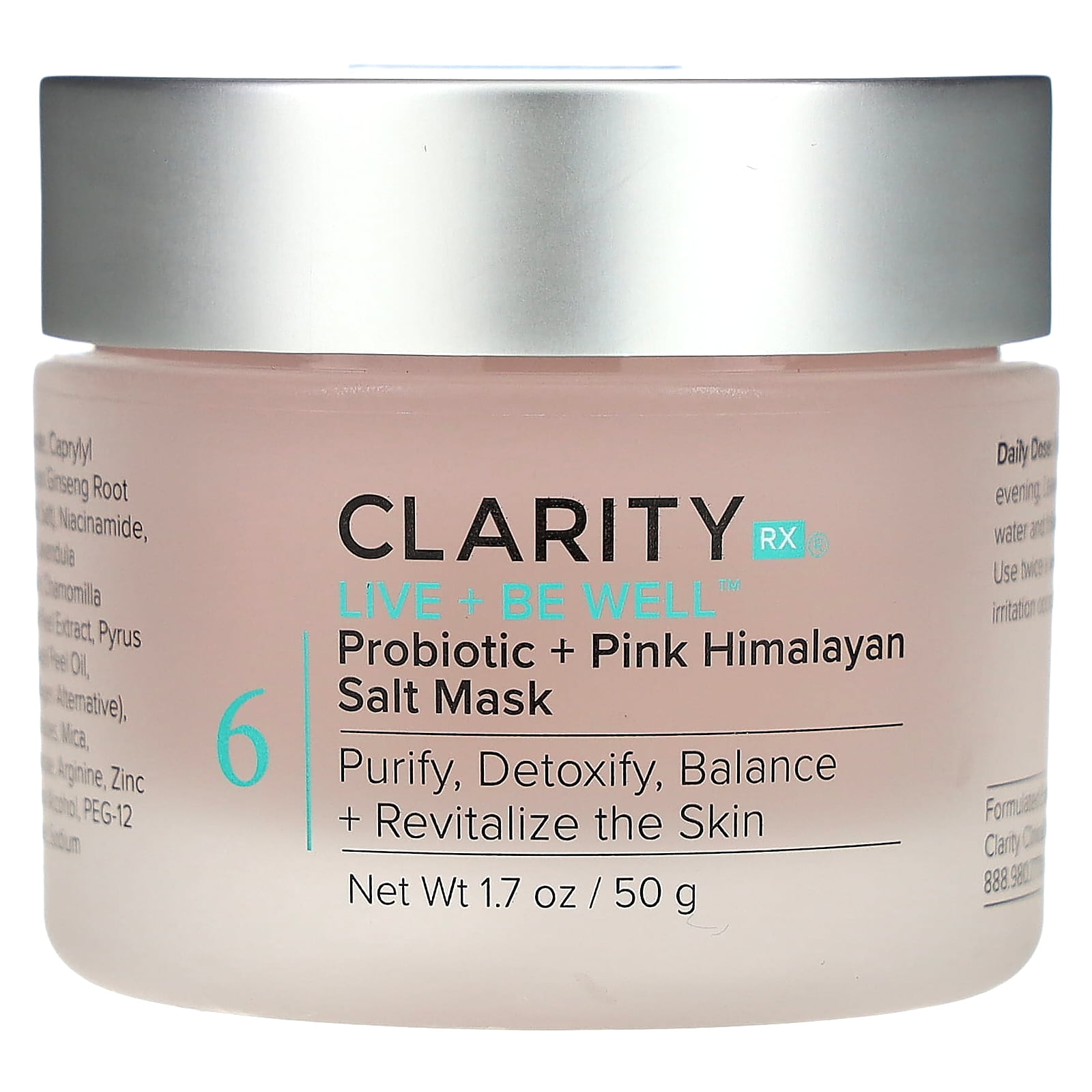 ClarityRx Live + Be Well, Probiotic + Pink Himalayan Salt Mask , 1.7 oz ...