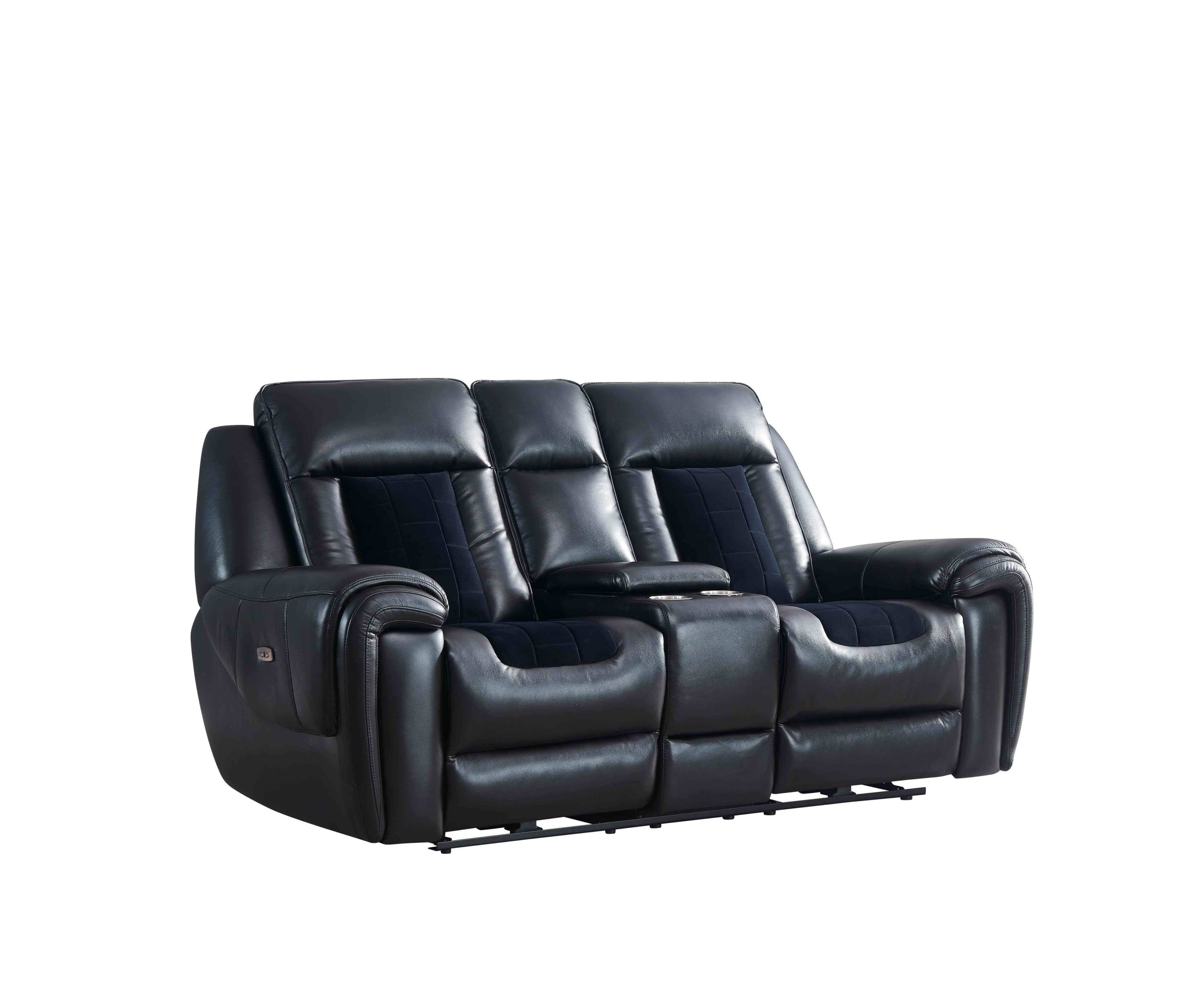 Clark Recliner Console Velvet Loveseat - Black - Walmart.com