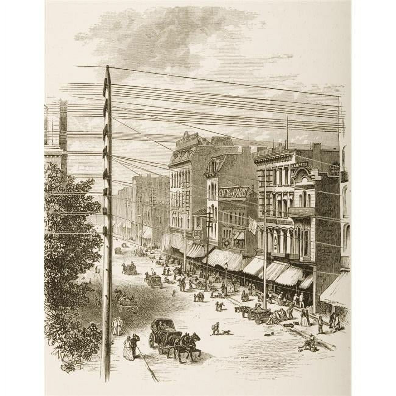 Clark Street Chicago Illinois In 1870S From American Pictures Drawn ...