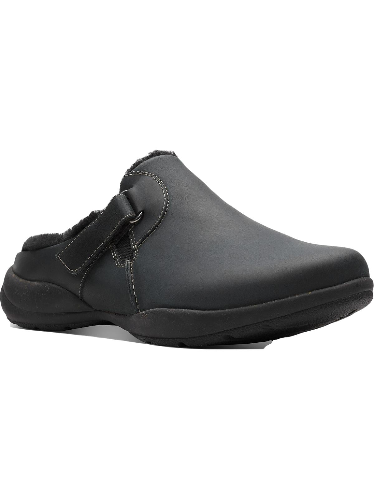 Clarks Womens Roseville Clog Black Leather - Walmart.com