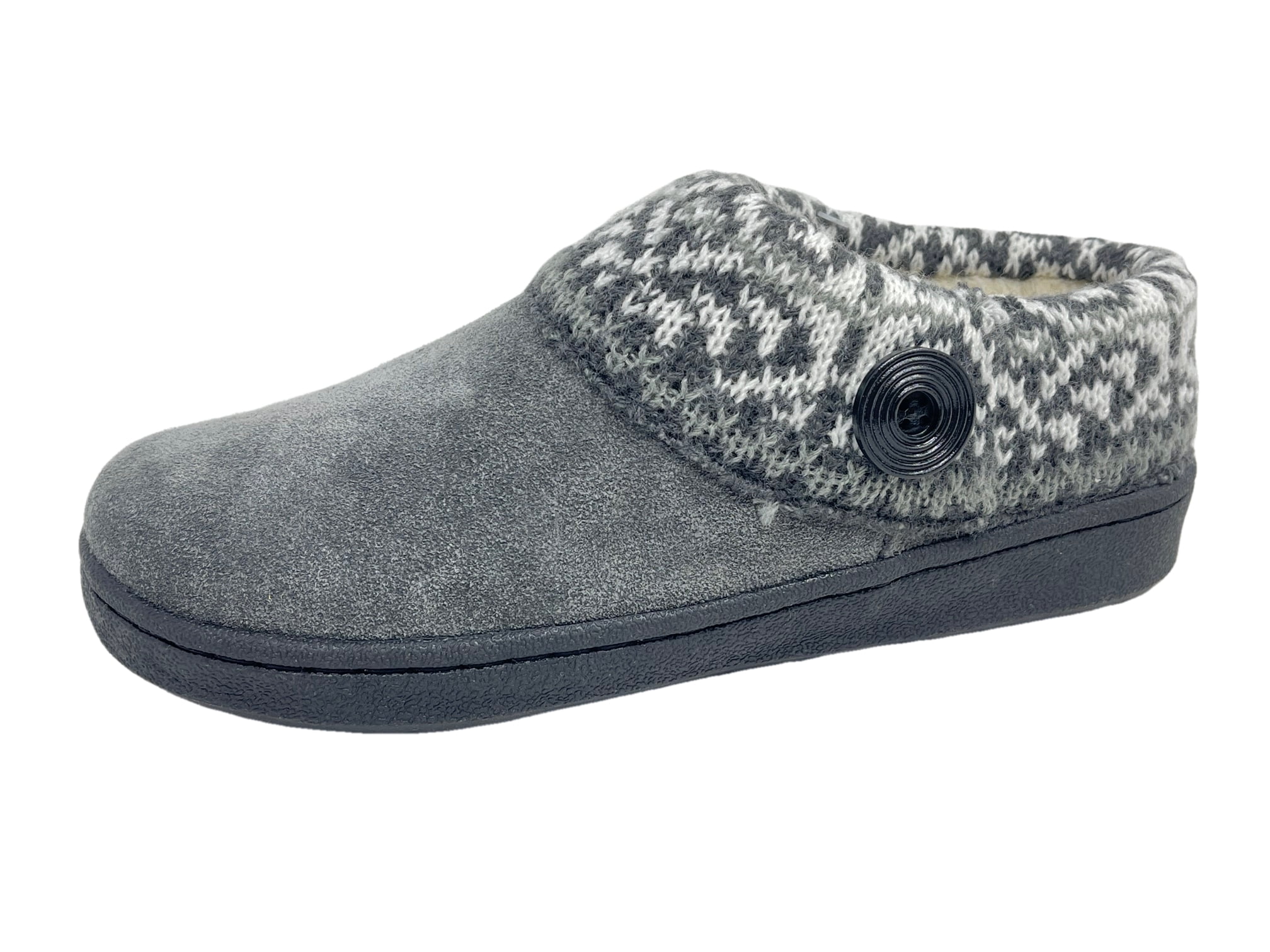 Clarks Amanda Fairisle Grey Indoor Outdoor Clog Rounded Closed Toe ...