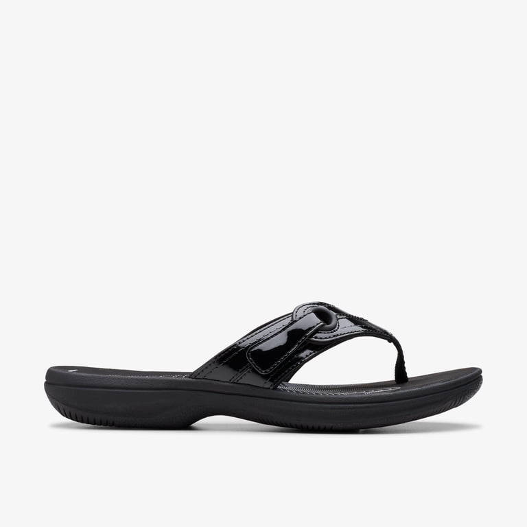 Clarks, Womens Open Toe Flip Flops, Synthetic, Black - Walmart.com
