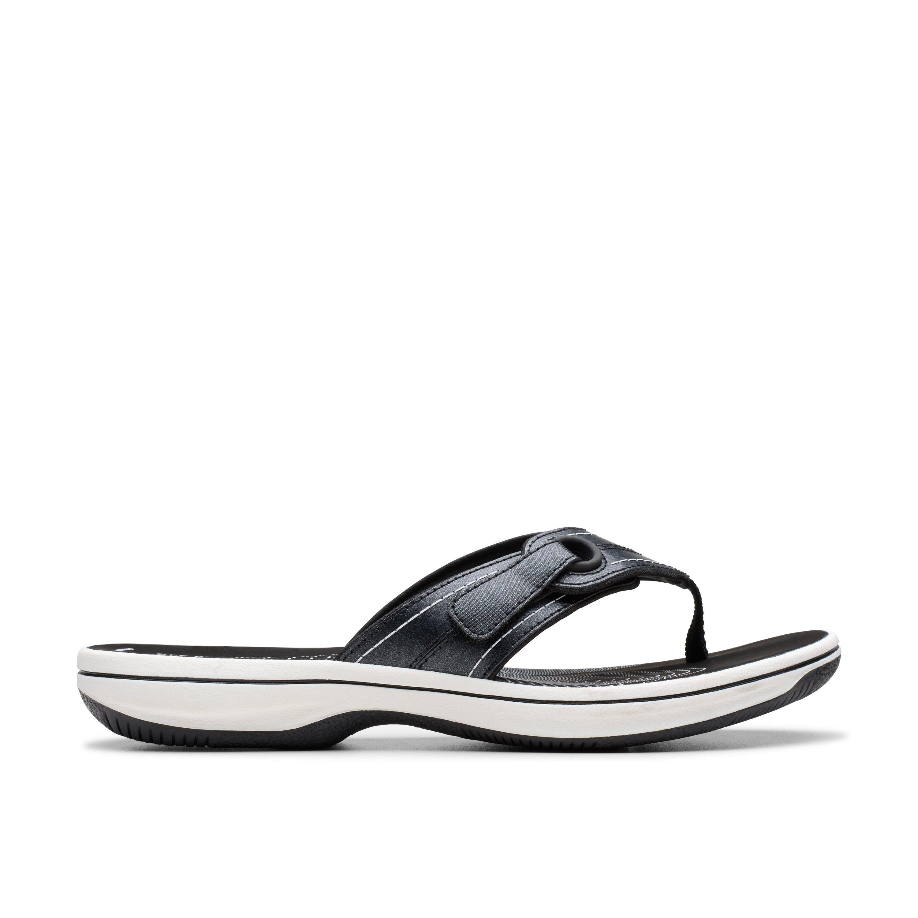 Clarks, Womens Flip Flops, Breeze Reyna, Black Synthetic Upper ...