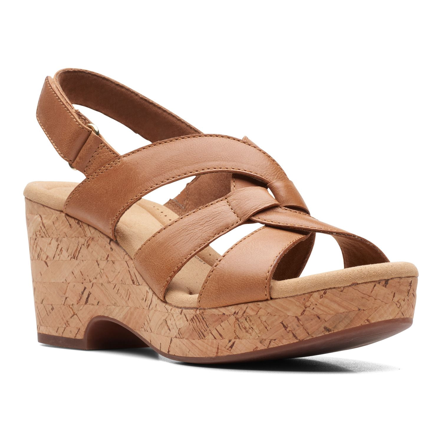 Clarks® Giselle Beach Women's Leather Wedge Sandals Color: Tan Size: 8. ...