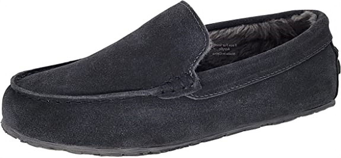 Clarks Gray Scuff Suede Moccasin Slippers Warm Indoor Plush Fur Lined ...