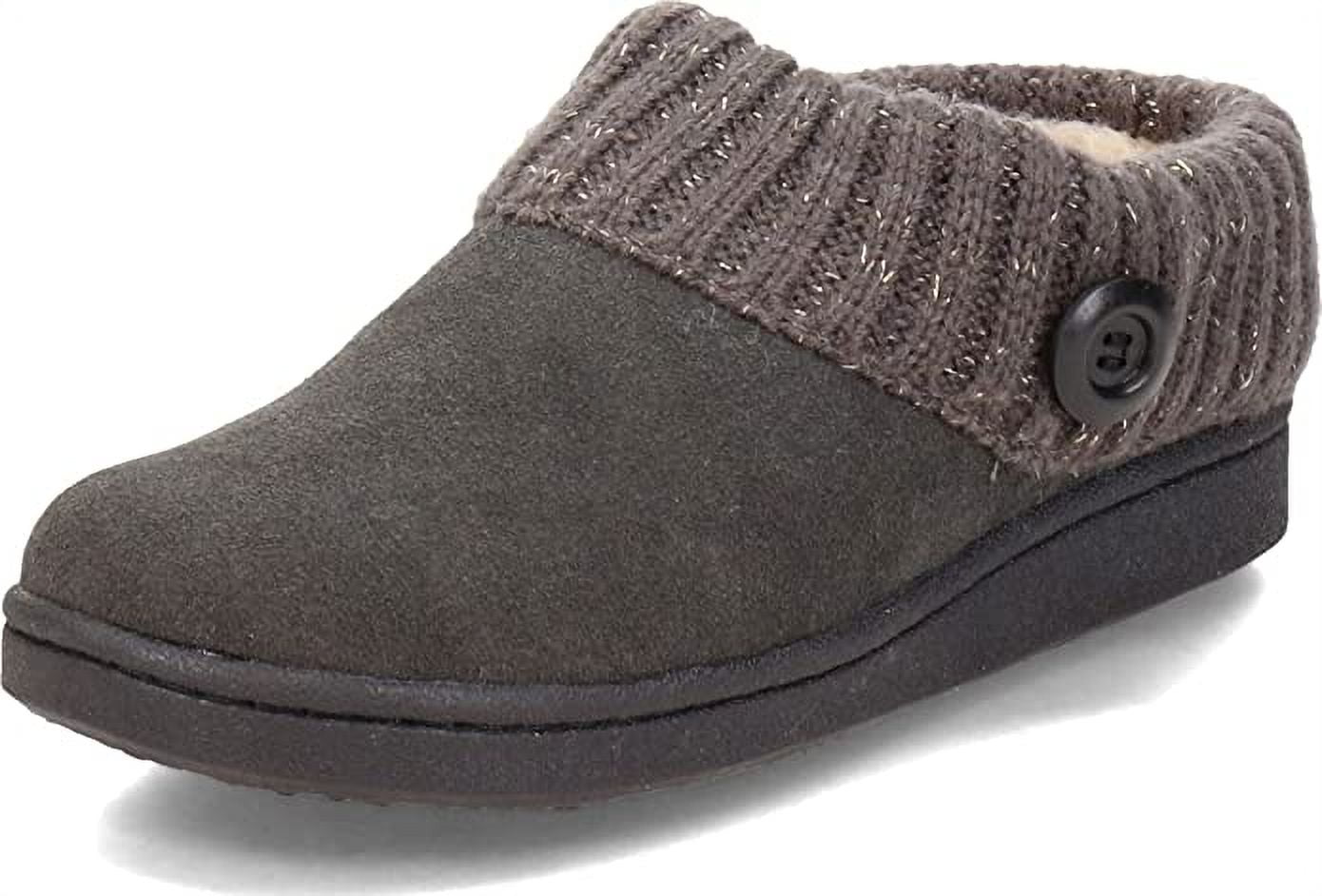 Clarks Grey Knitted Collar Winter Clog Rounded Closed Toe Slippers ...
