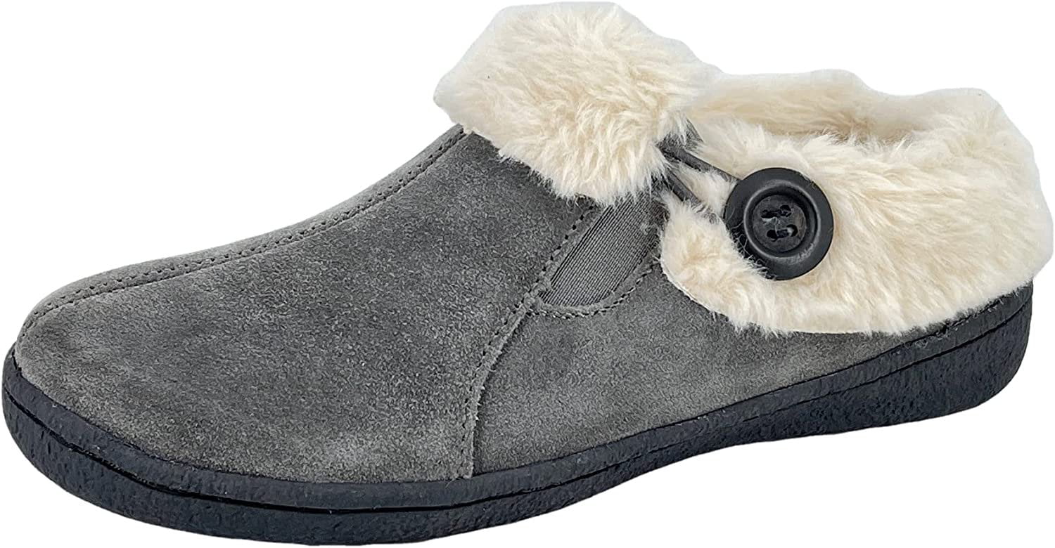 Clarks Grey Suede Leather Faux Fur Lined Comfortable Round Toe Ankle ...