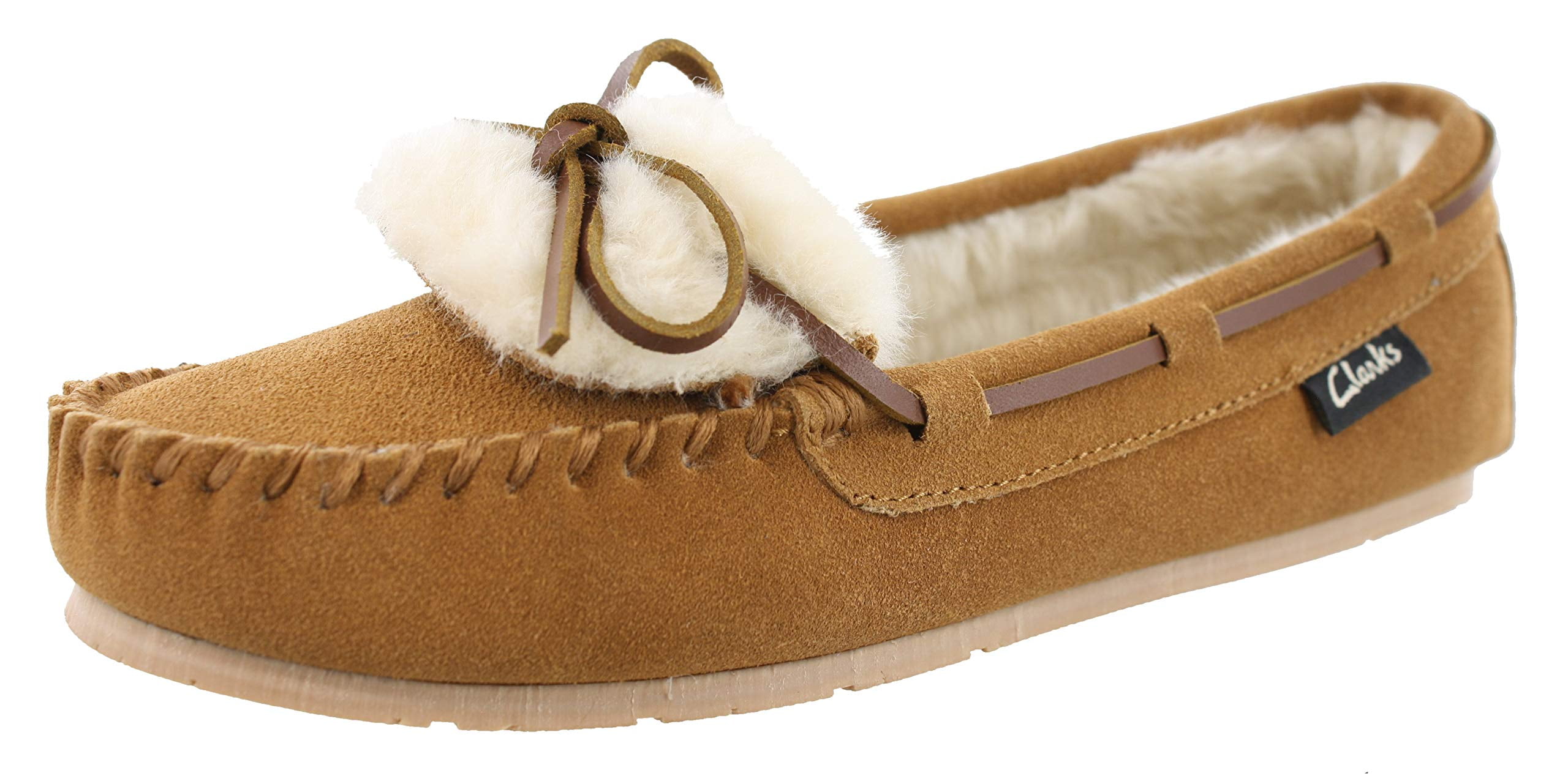 Clarks Holly Cinnamon Fur Flat Suede Slip On Rounded Toe Mocassin ...