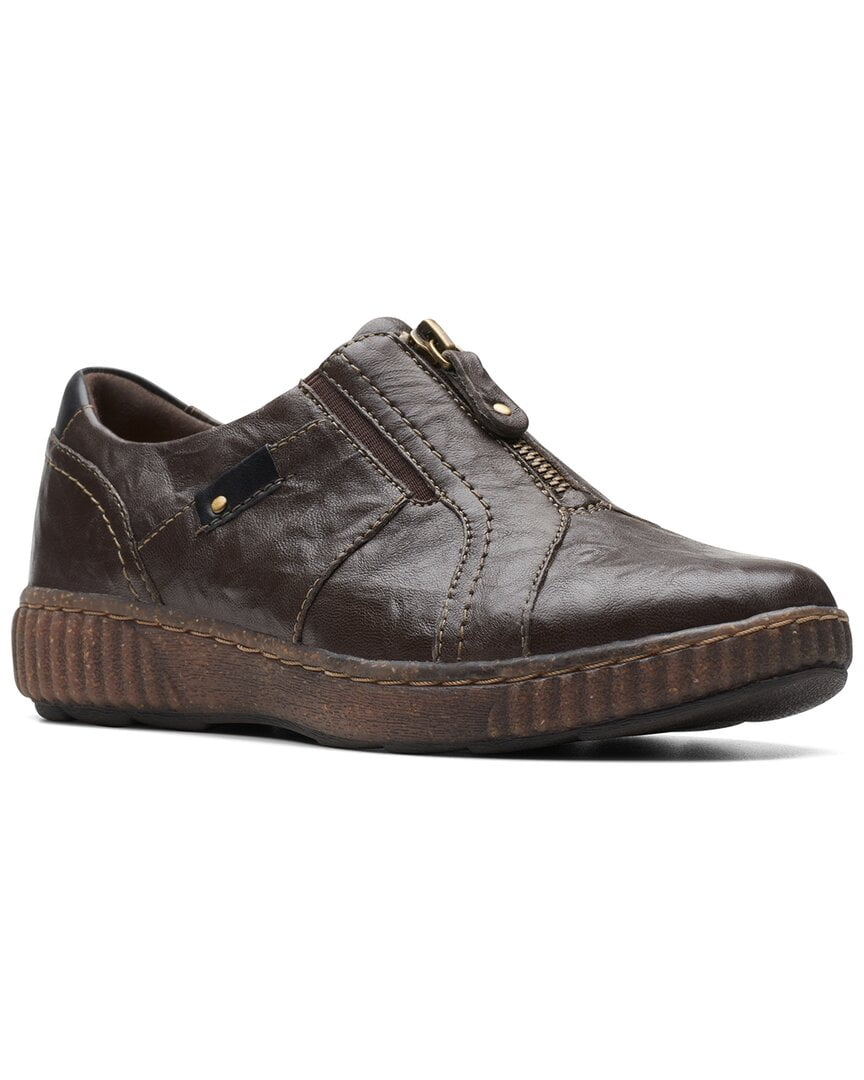 Clarks Magnolia Zip Leather Flat, 10, Brown - Walmart.com