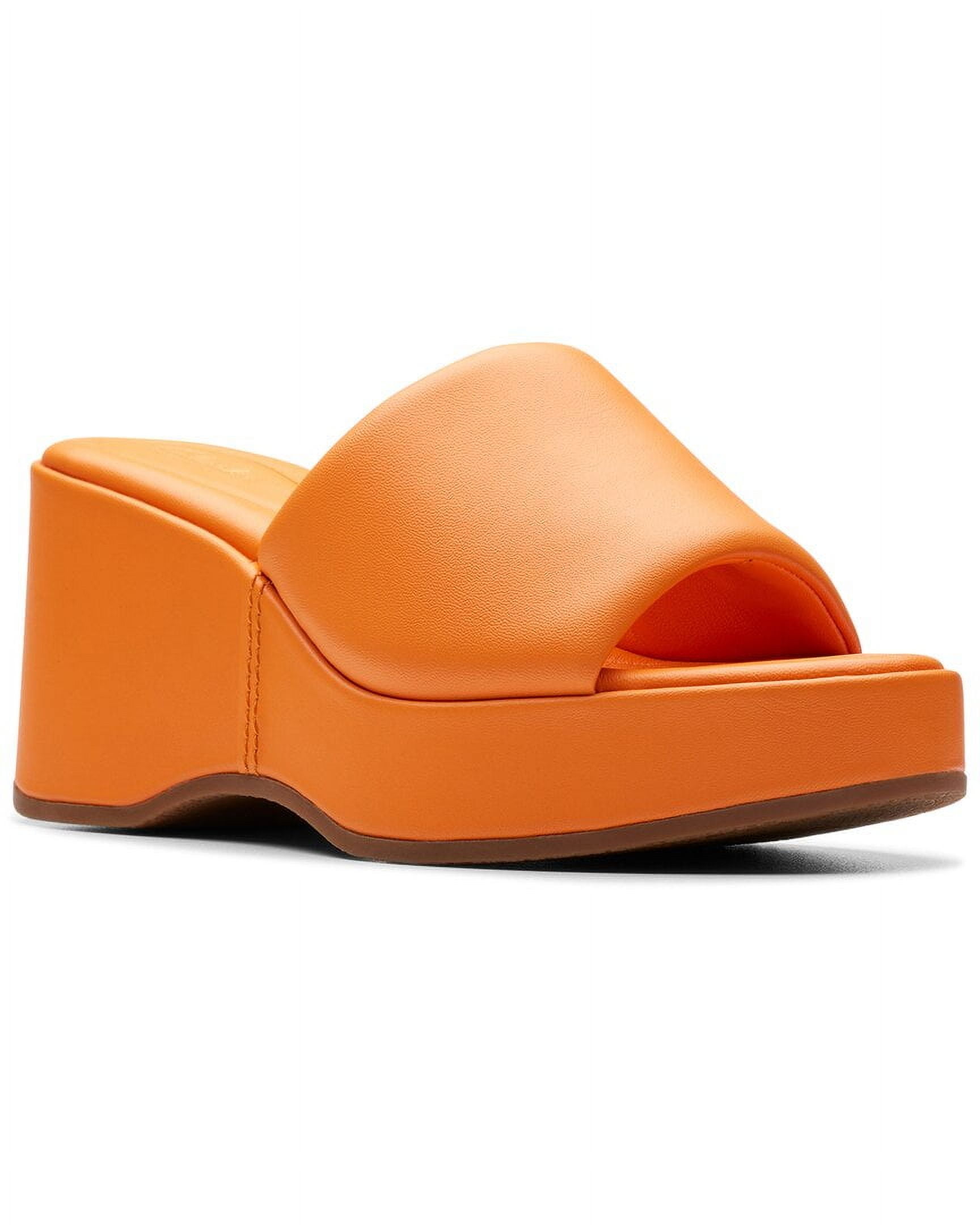 Clarks Manon Glide Leather Wedge Sandal, 6.5, Orange - Walmart.com
