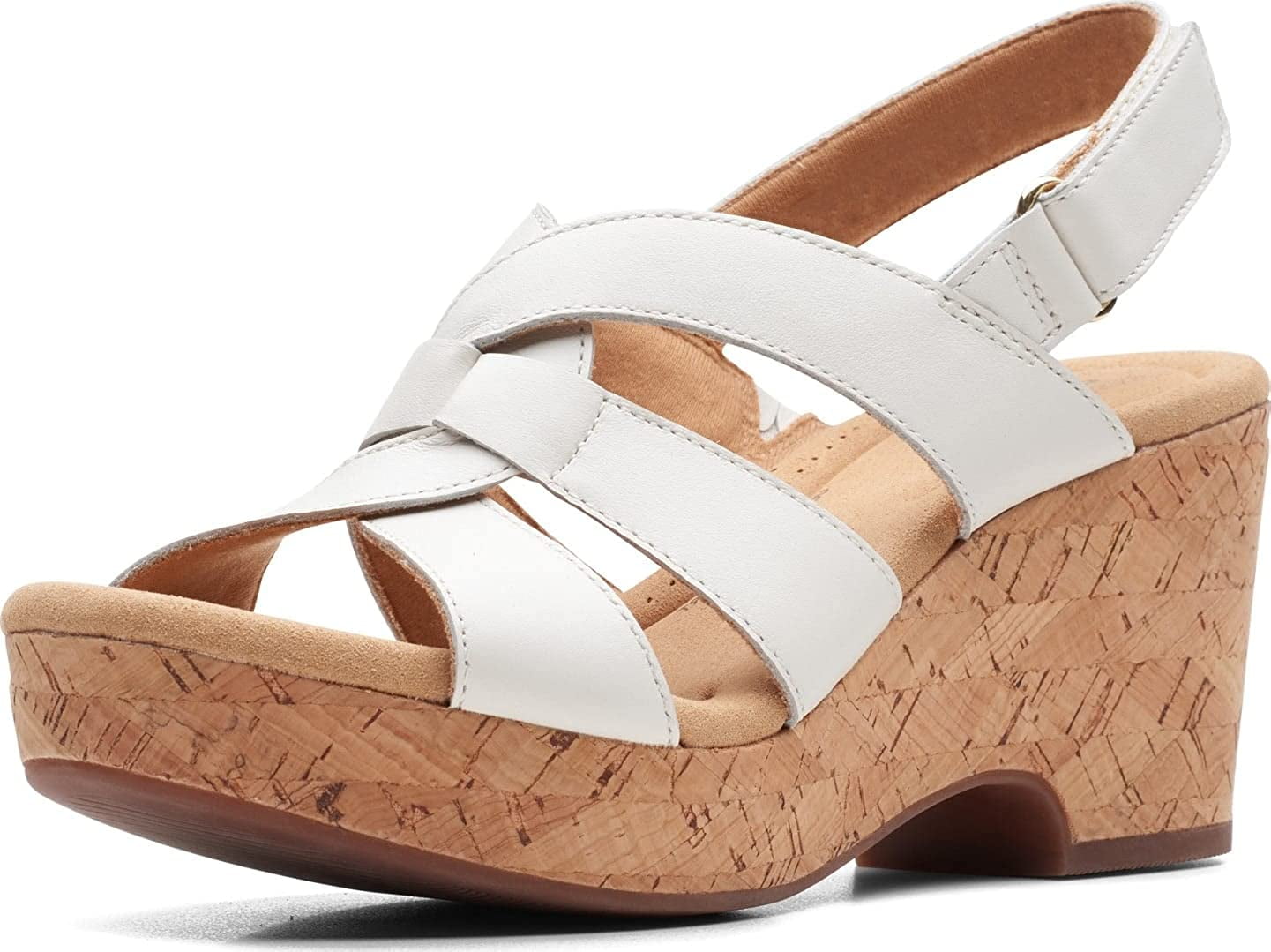 Clarks Mens Giselle Beach Wedge Sandal 10 White Leather - Walmart.com