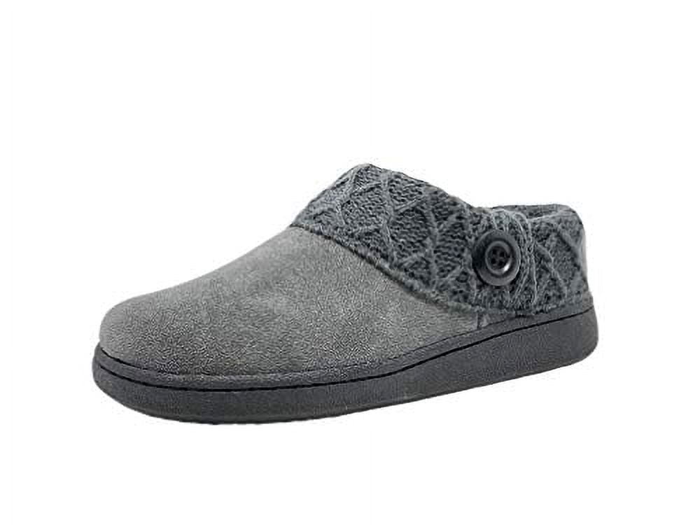 Clarks Suede Knitted Collar Clog Plush Faux Fur Lining Slippers Grey ...