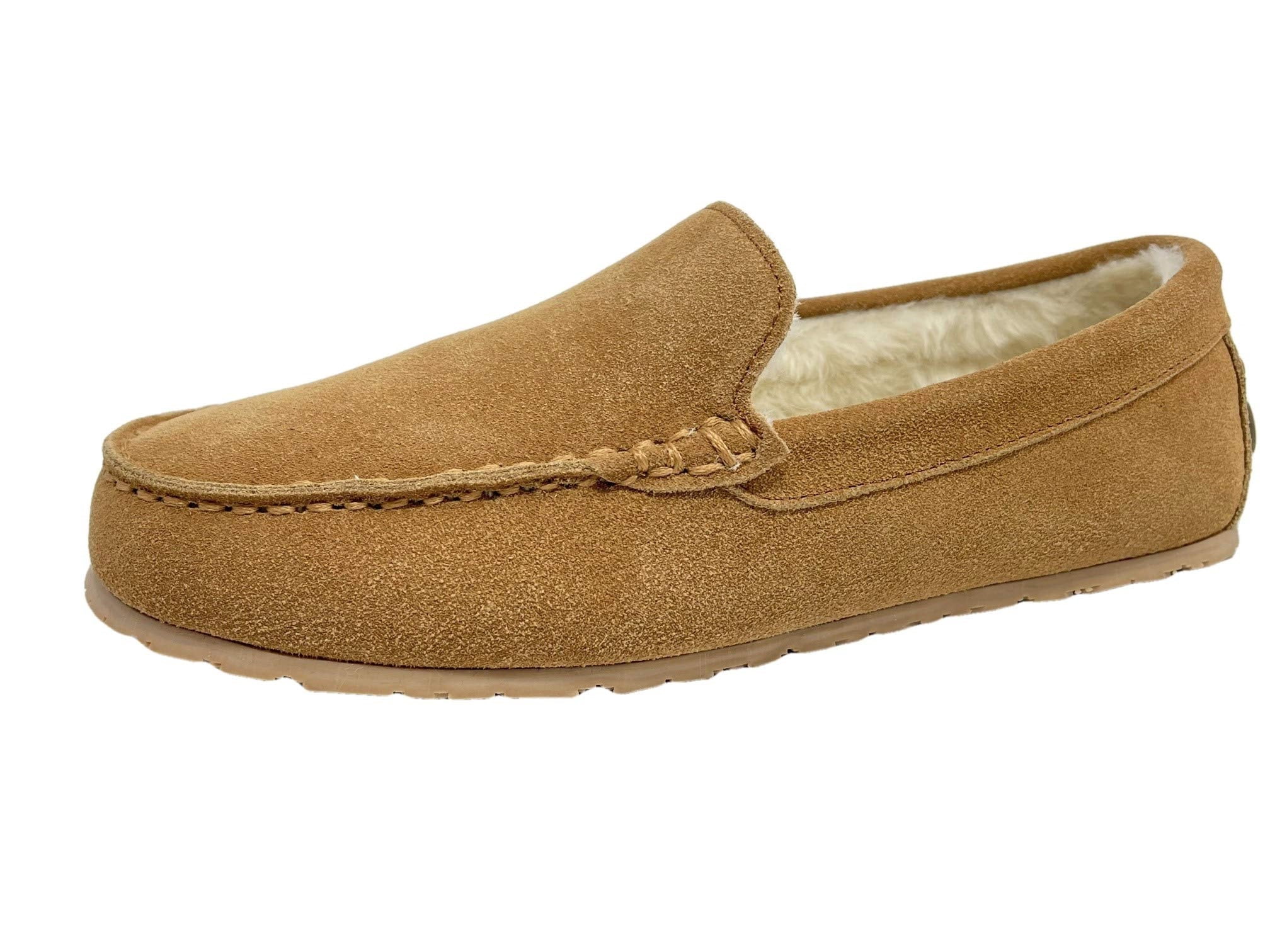 Clarks Venetian Cinnamon Suede Slippers Warm Cozy Plush Faux Fur Lined ...