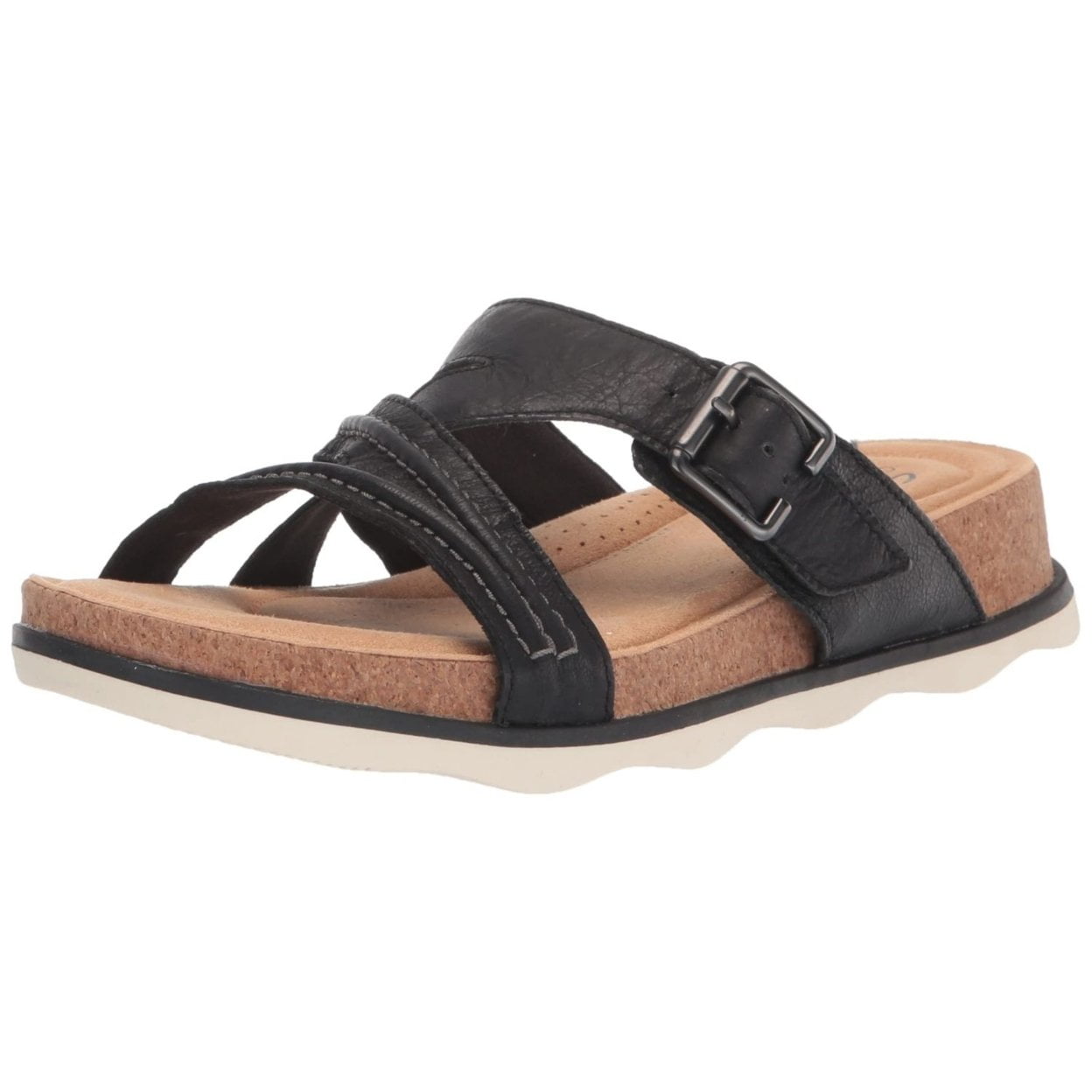 Clarks Women's Brynn Hope Flat Sandal BLACK LEATHER - Walmart.com