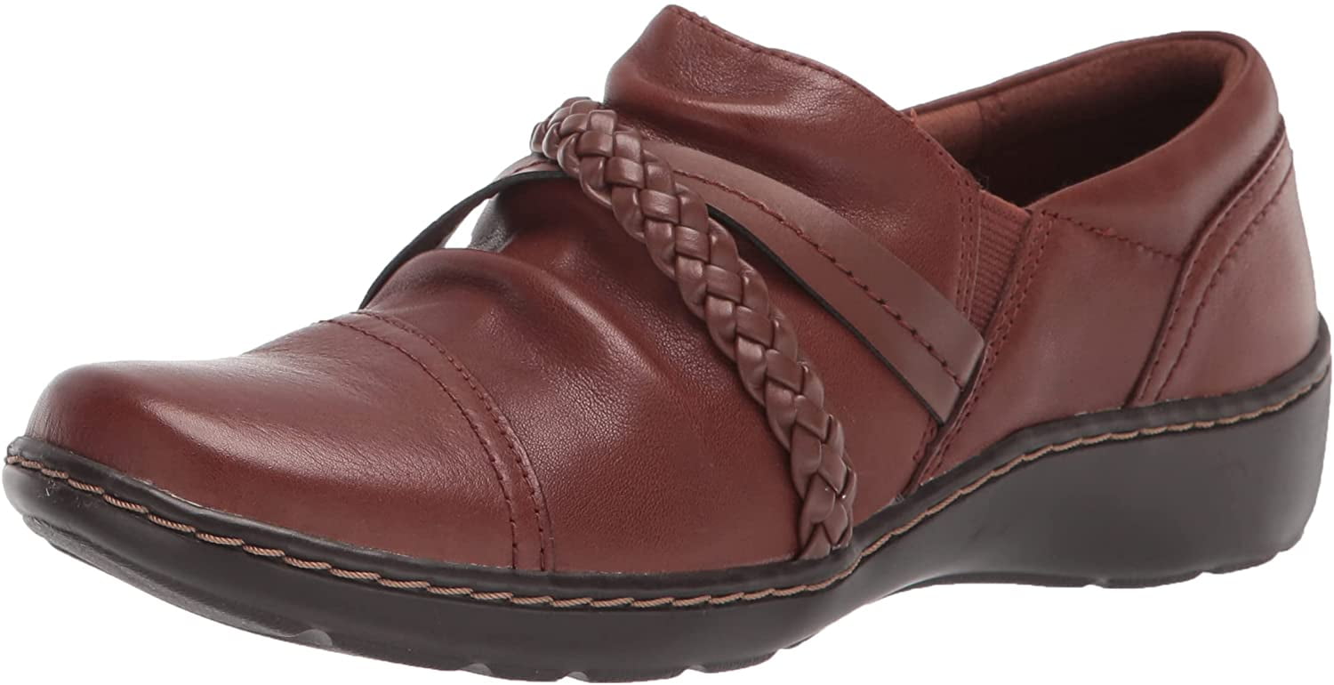 Clarks Women's Cora BraidShoe Slip-On Dark Tan Leather - 26162197 ...