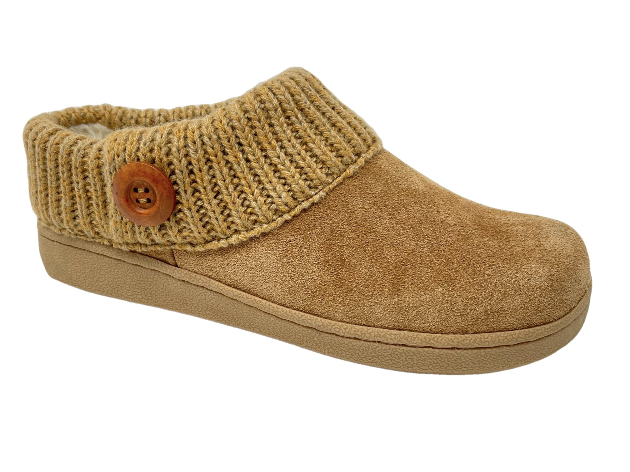 Clarks Women's Knitted Collar Clog Cinnamon Tan Suede Slip On Slipper ...