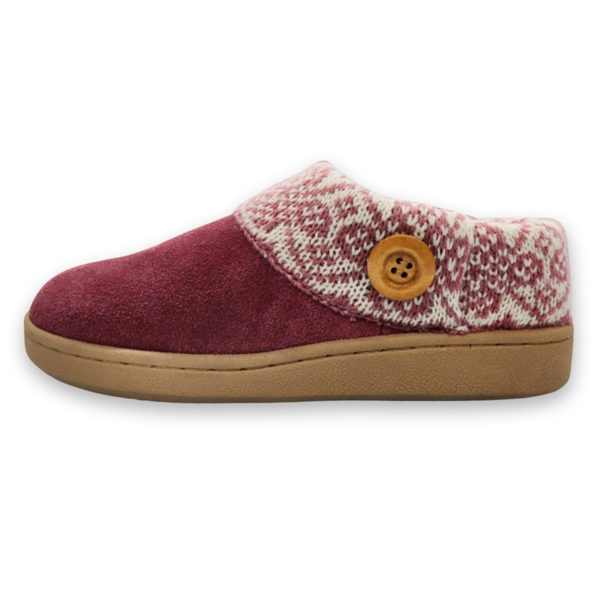 Clarks Women's Knitted Sweater Collar Suede Slippers - Faux Fur Linning ...