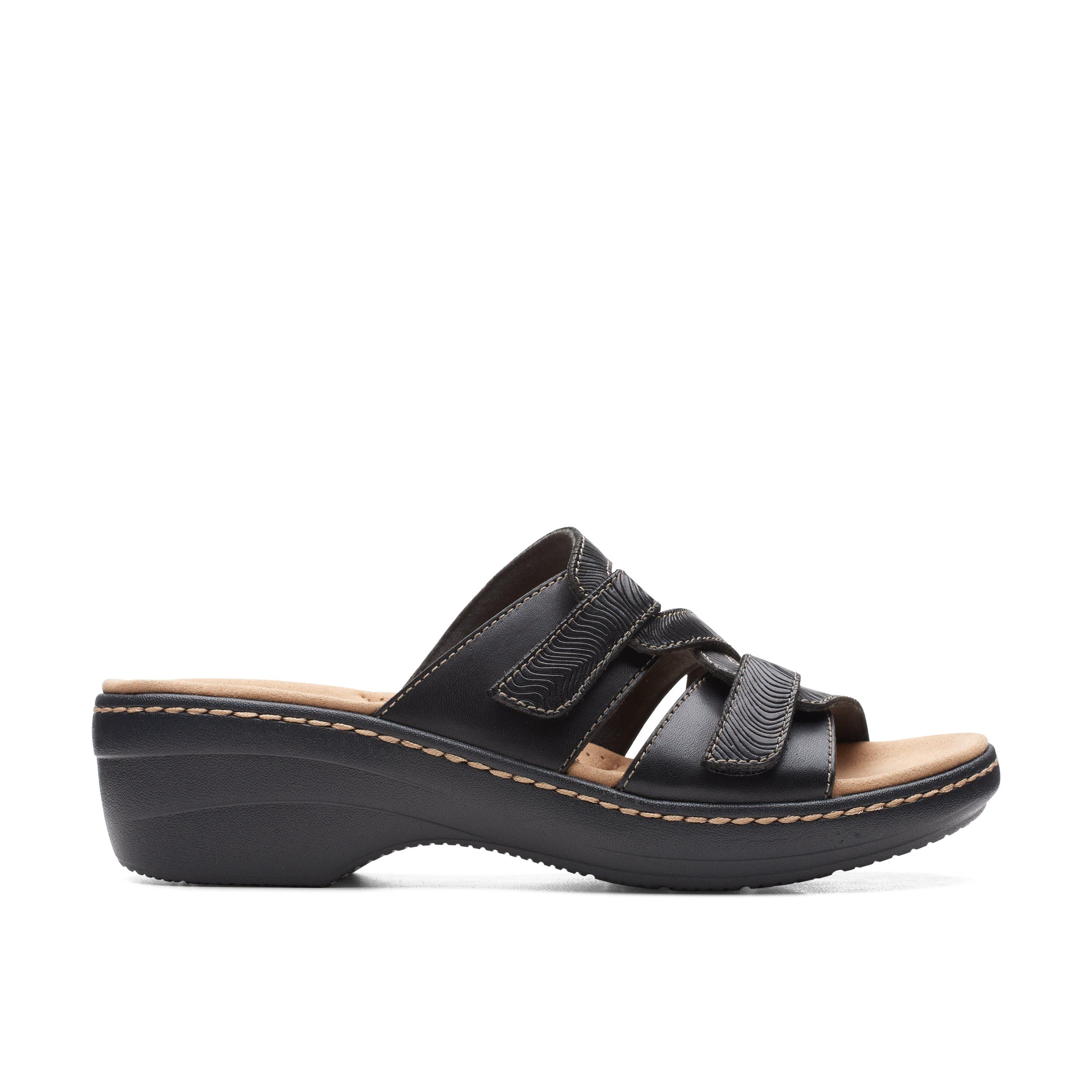 Clarks Merliah Karli Leather - Womens Open Toe Slide Sandals - Walmart.com