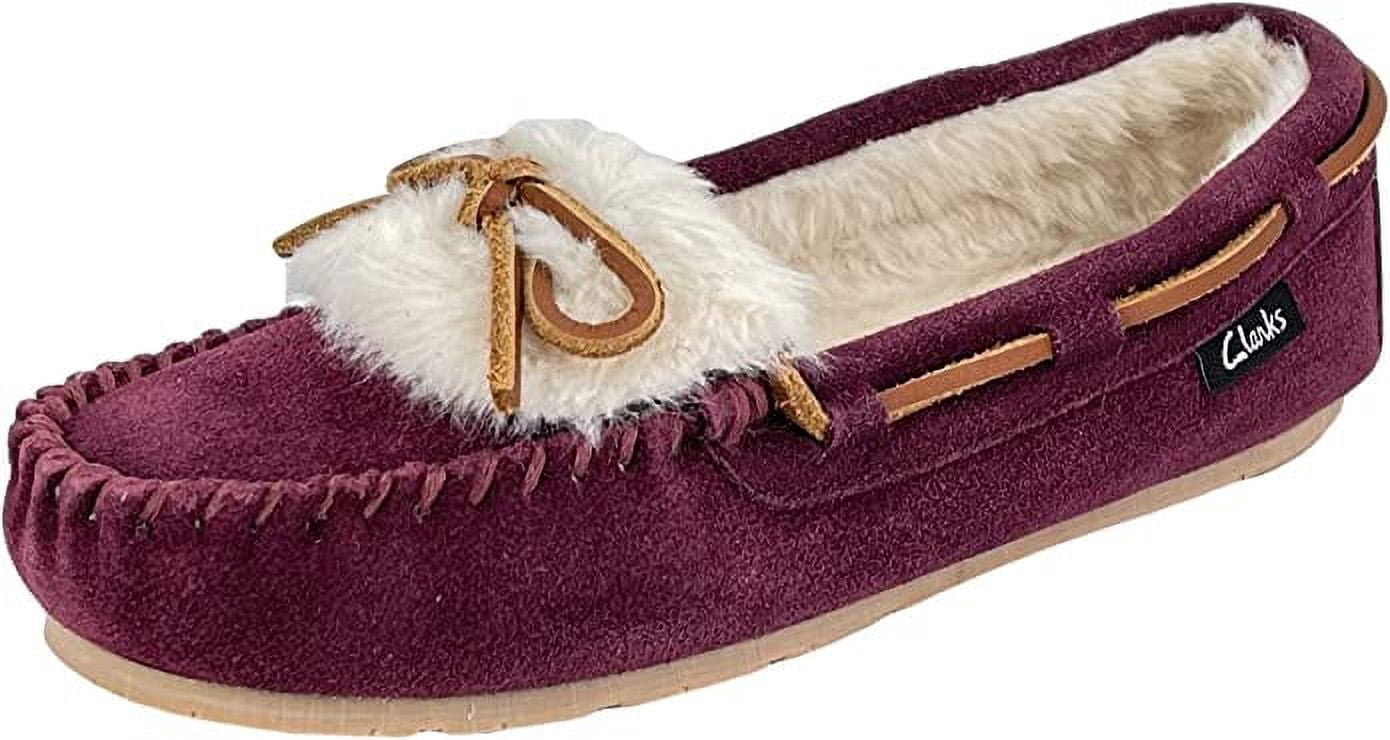 Clarks Women's Suede Moc Indoor and Outdoor Slip On Squared Toe Casual ...