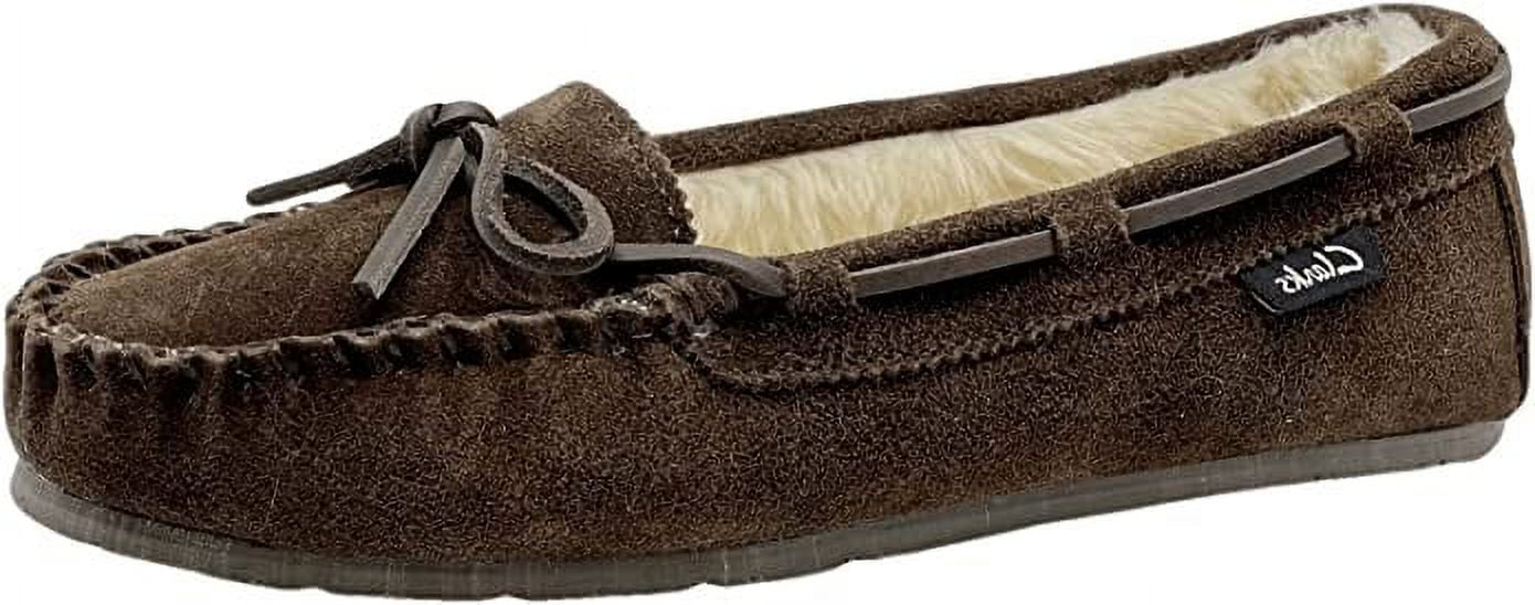 Clarks Women's Suede Moc Indoor and Outdoor Slipper (Brown Premium ...