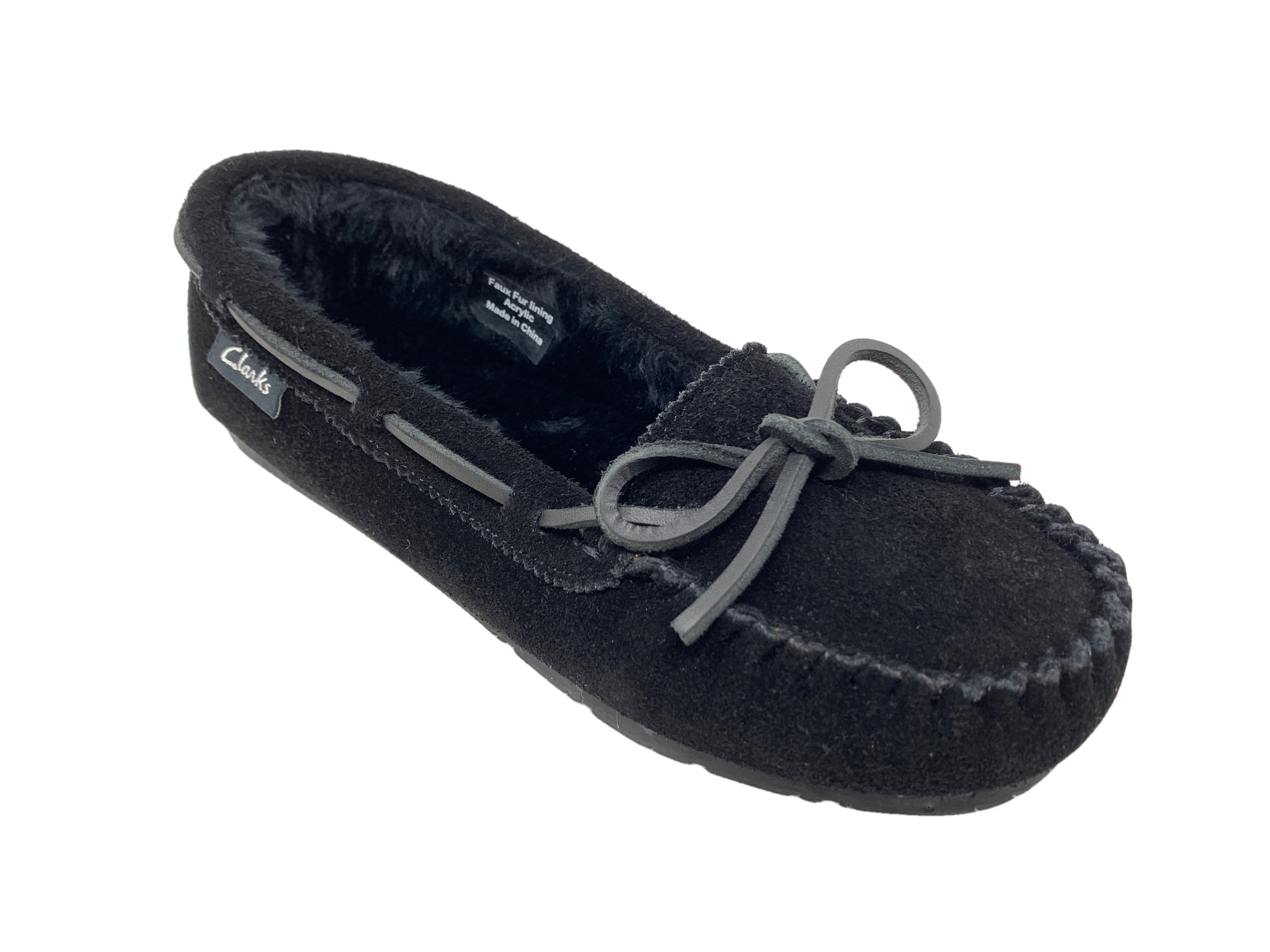 Clarks Women's Suede Moccasin Indoor and Outdoor Squared Toe Slip On ...