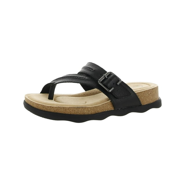 Clarks Womens Brynn Madi Leather Cushioned Footbed Slide Sandals ...