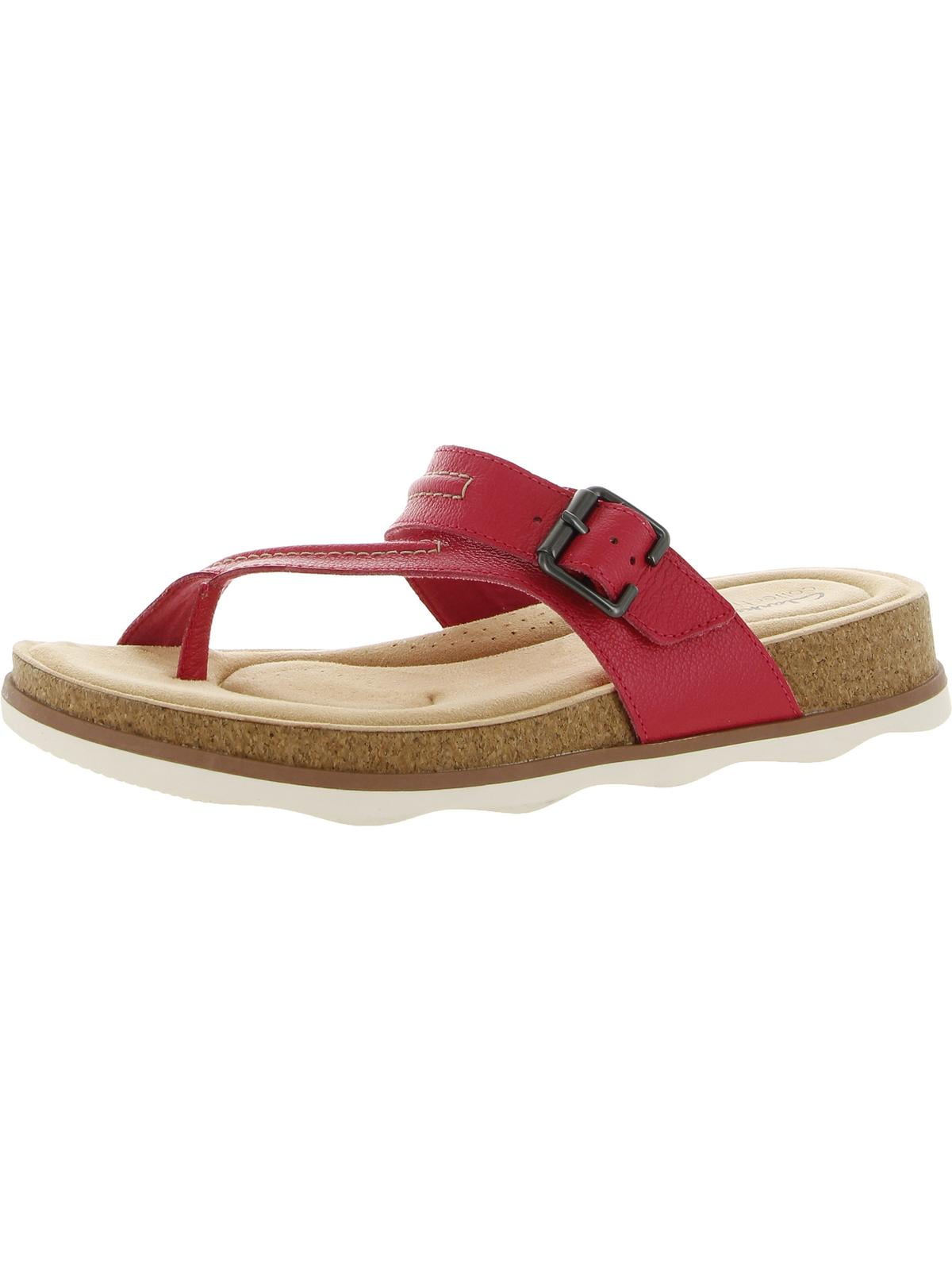 Clarks Womens Brynn Madi Leather Cushioned Footbed Slide Sandals ...