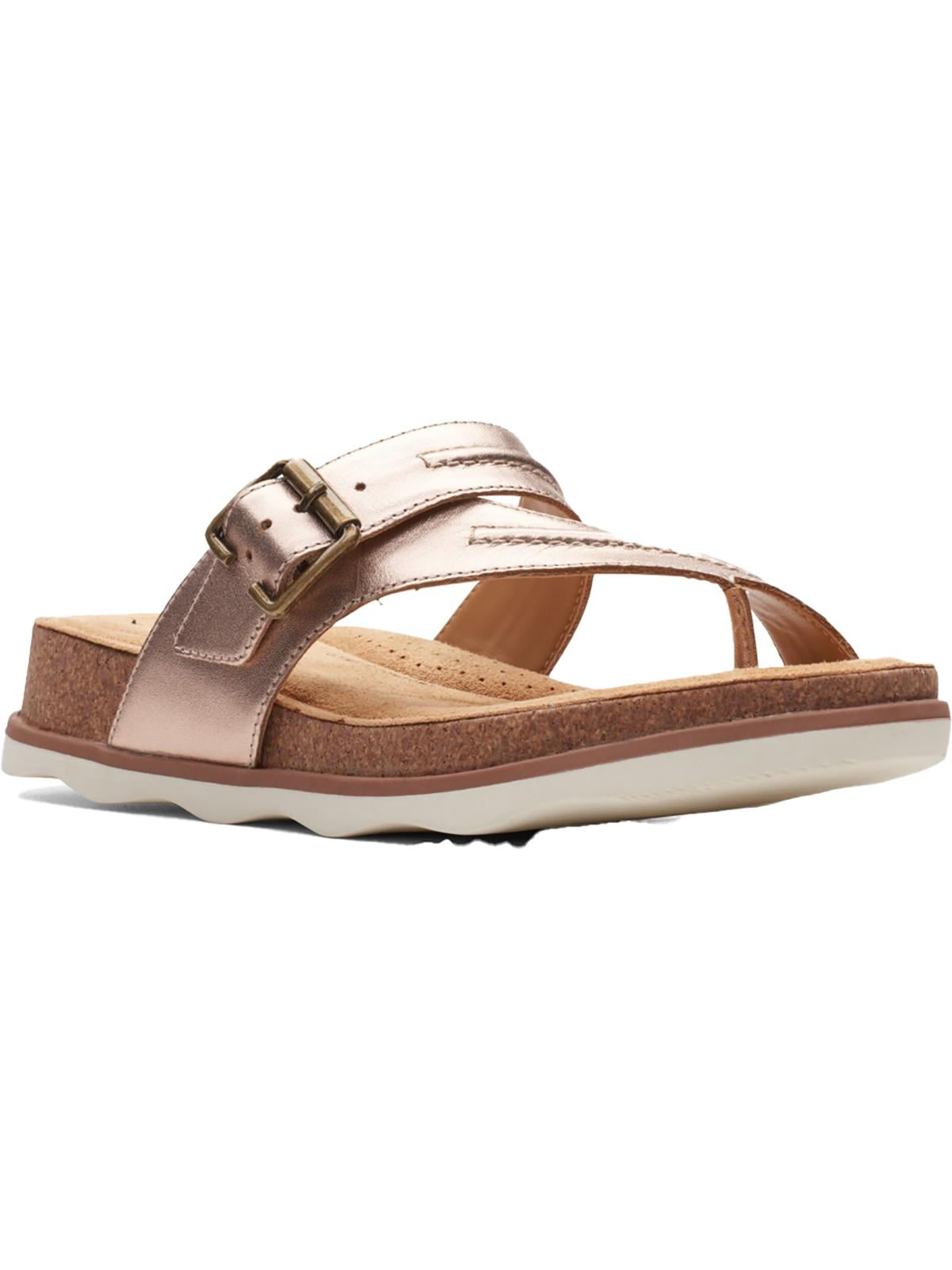 Clarks Womens Brynn Madi Leather Strappy Slide Sandals - Walmart.com