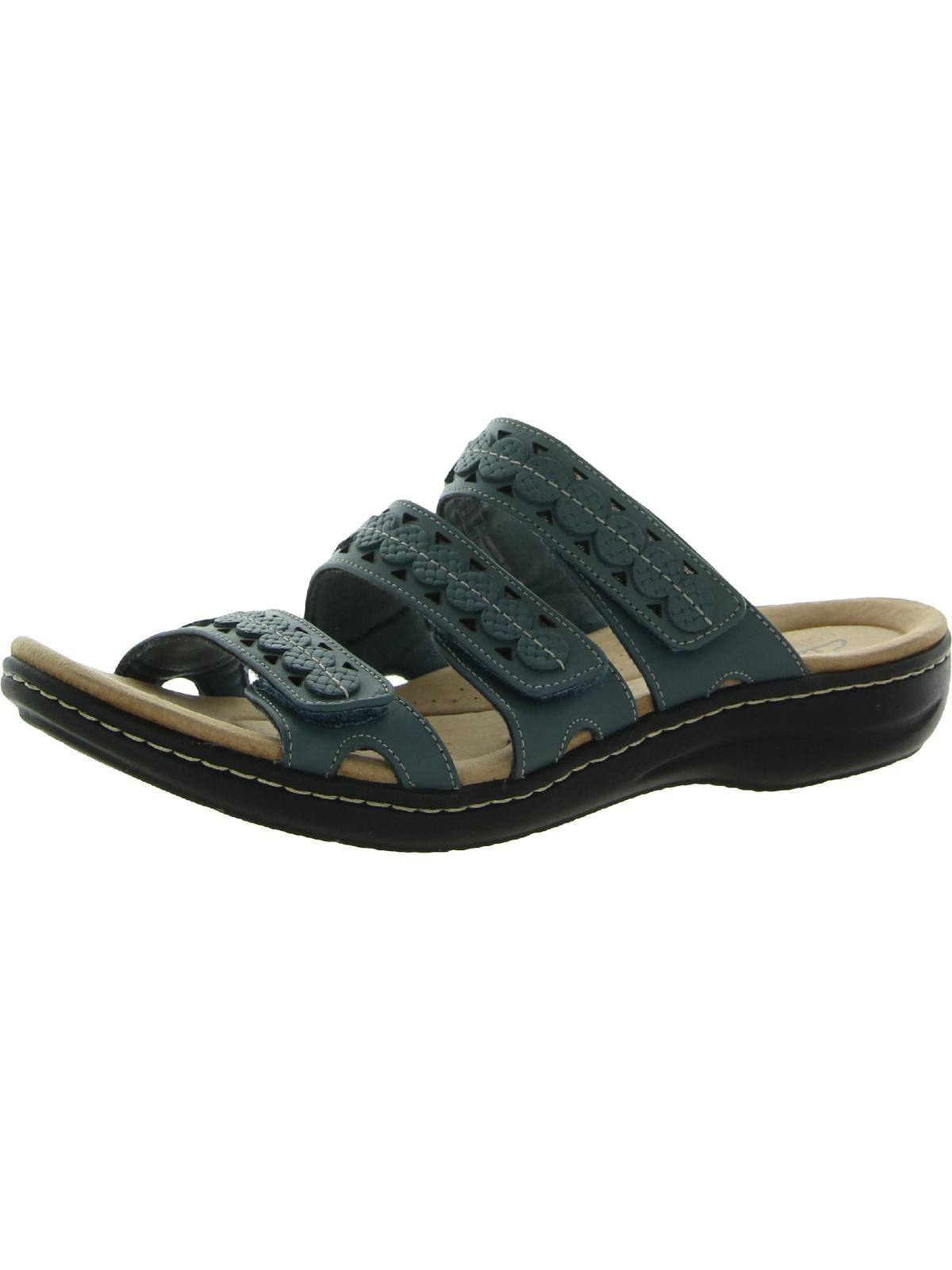 Clarks Womens Laurieann Cove Leather Adjustable Slide Sandals - Walmart.com