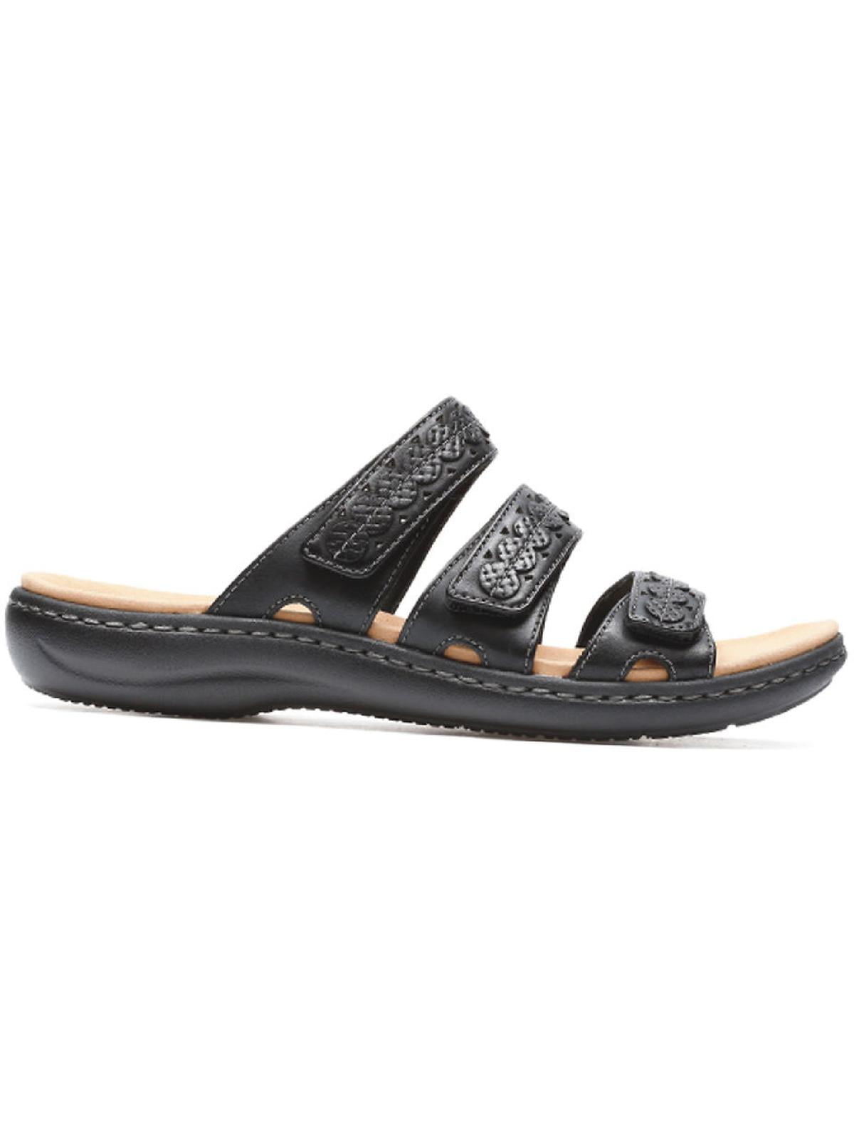 Clarks Womens Laurieann Cove Leather Adjustable Slide Sandals - Walmart.com