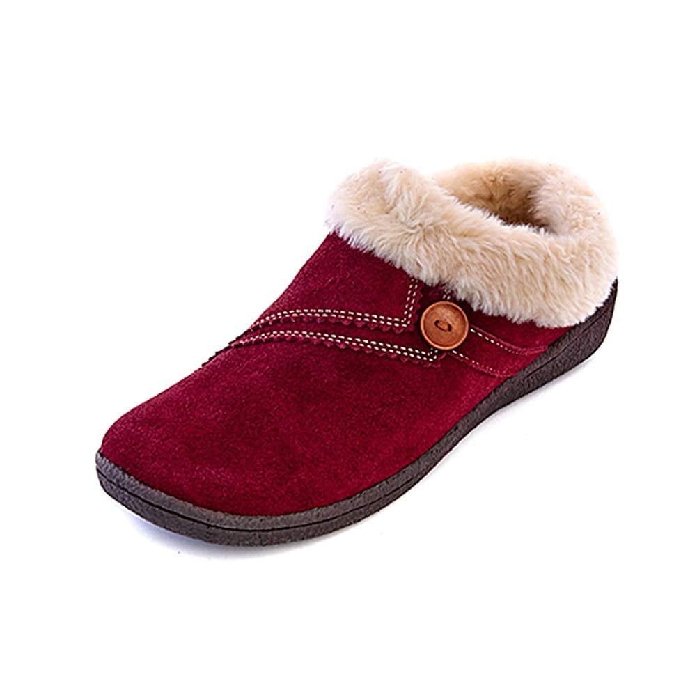 Clarks Womens Slipper Suede Leather Knitted Collar Clog Button Overlay ...