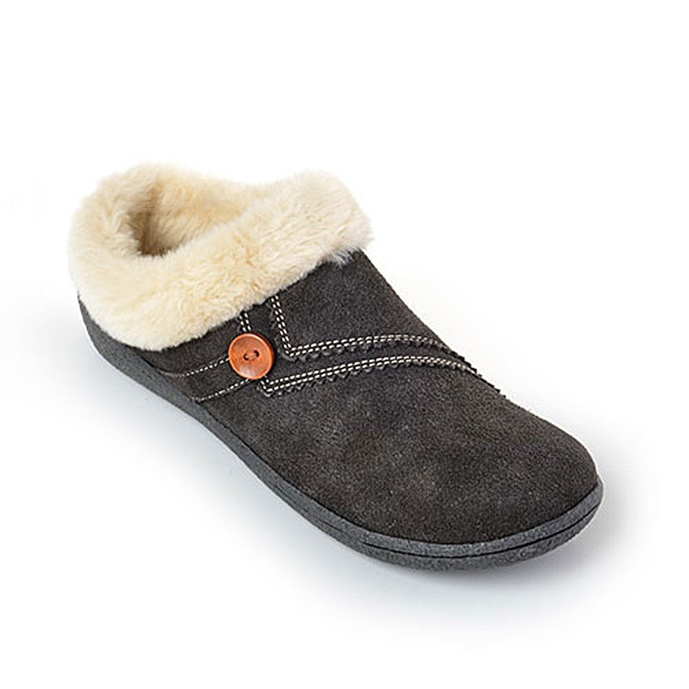 Clarks Womens Slipper Suede Leather Knitted Collar Clog Button Overlay ...