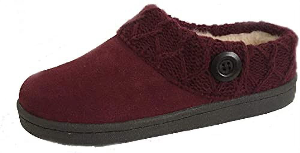 Clarks Womens Slipper Suede Leather Knitted Collar Clog Slippers ...