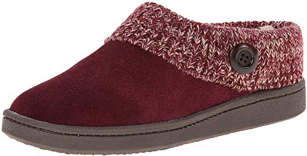 Clarks Womens Slipper Suede Leather Knitted Collar Clog Slippers ...