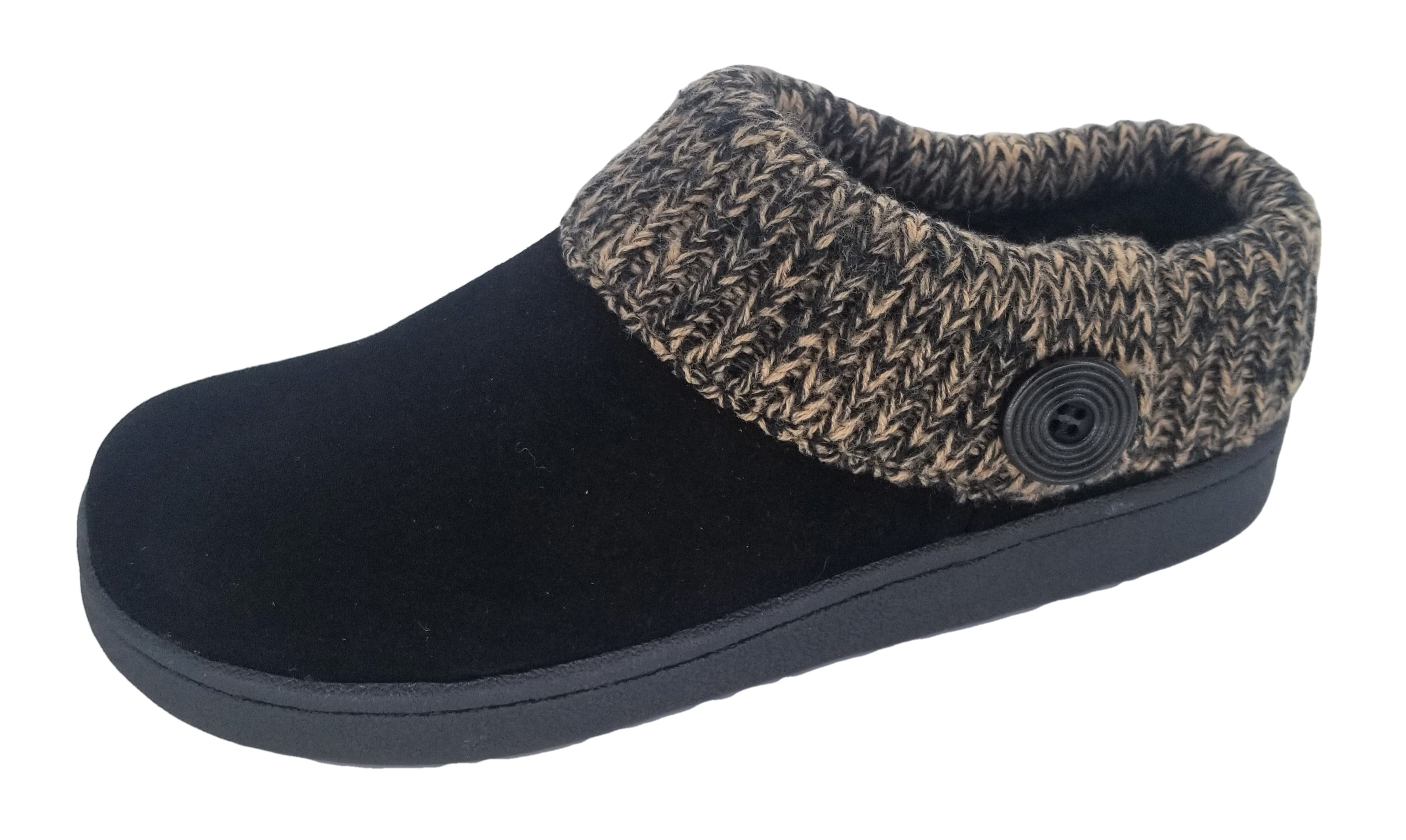 Clarks Womens Slipper Suede Leather Knitted Collar Clog Slippers ...