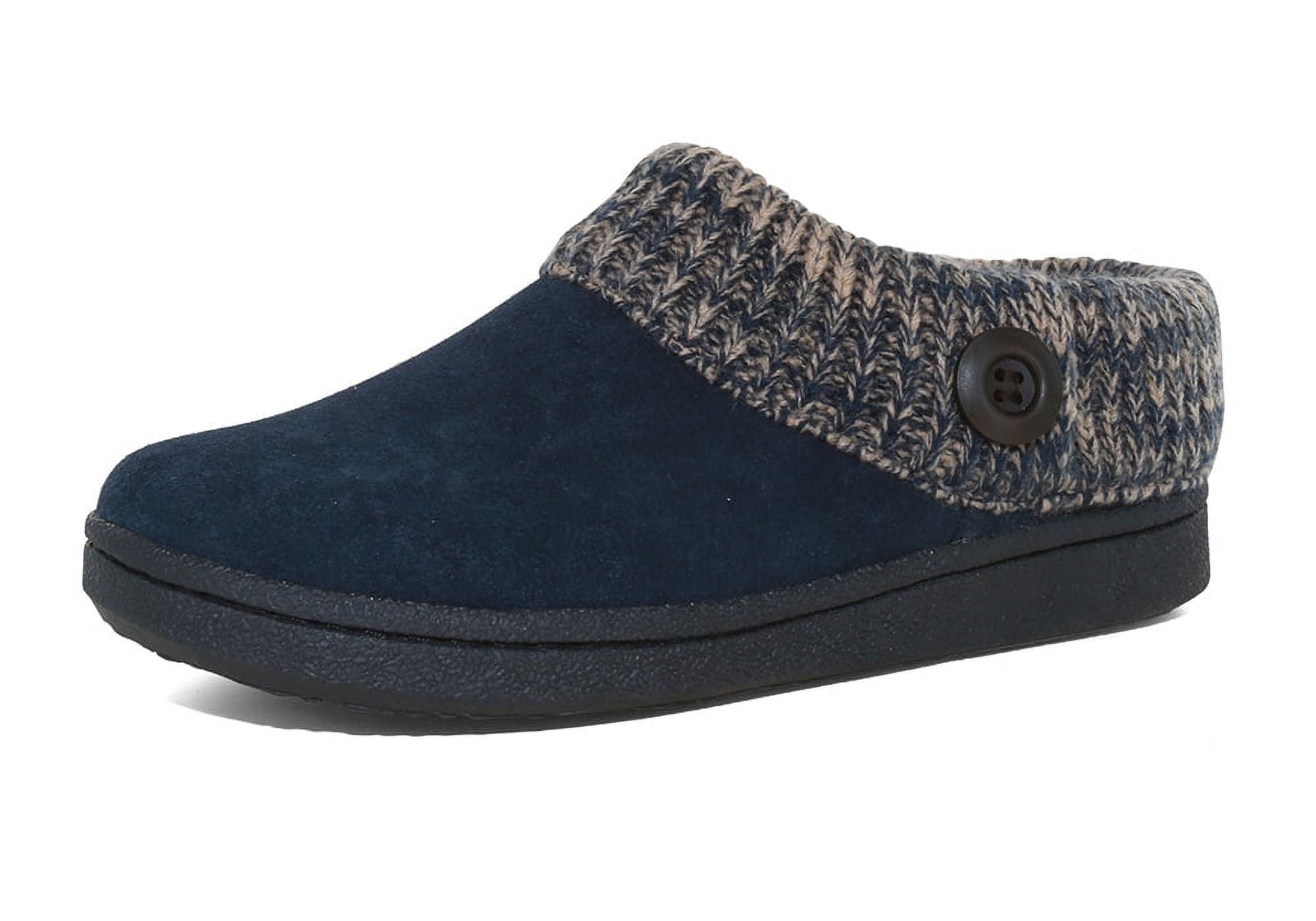 Clarks Womens Slipper Suede Leather Knitted Collar Clog Slippers ...