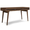 Clarkson 60" Rustic Wood Desk - Aged Brown Acacia Office Table, 3 ...