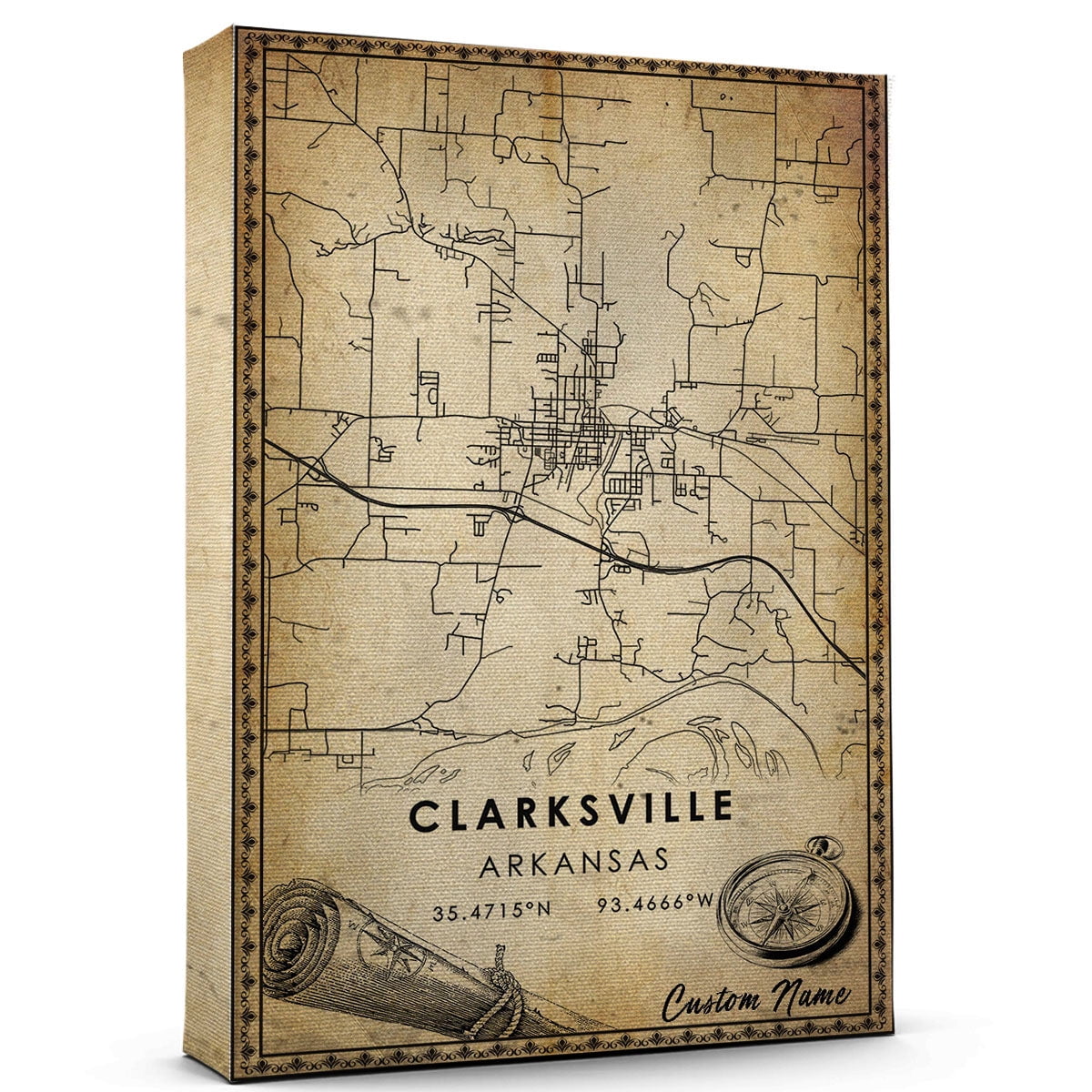 Clarksville Map Poster, Arkansas Map Art Poster, Canvas, Clarksville ...