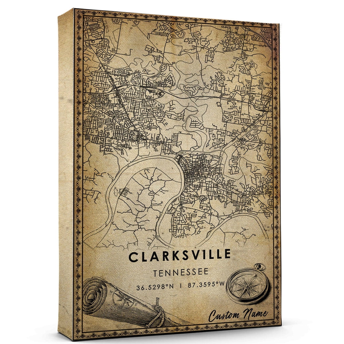 Clarksville Map Poster, Tennessee Map Art Poster, Canvas, Clarksville ...