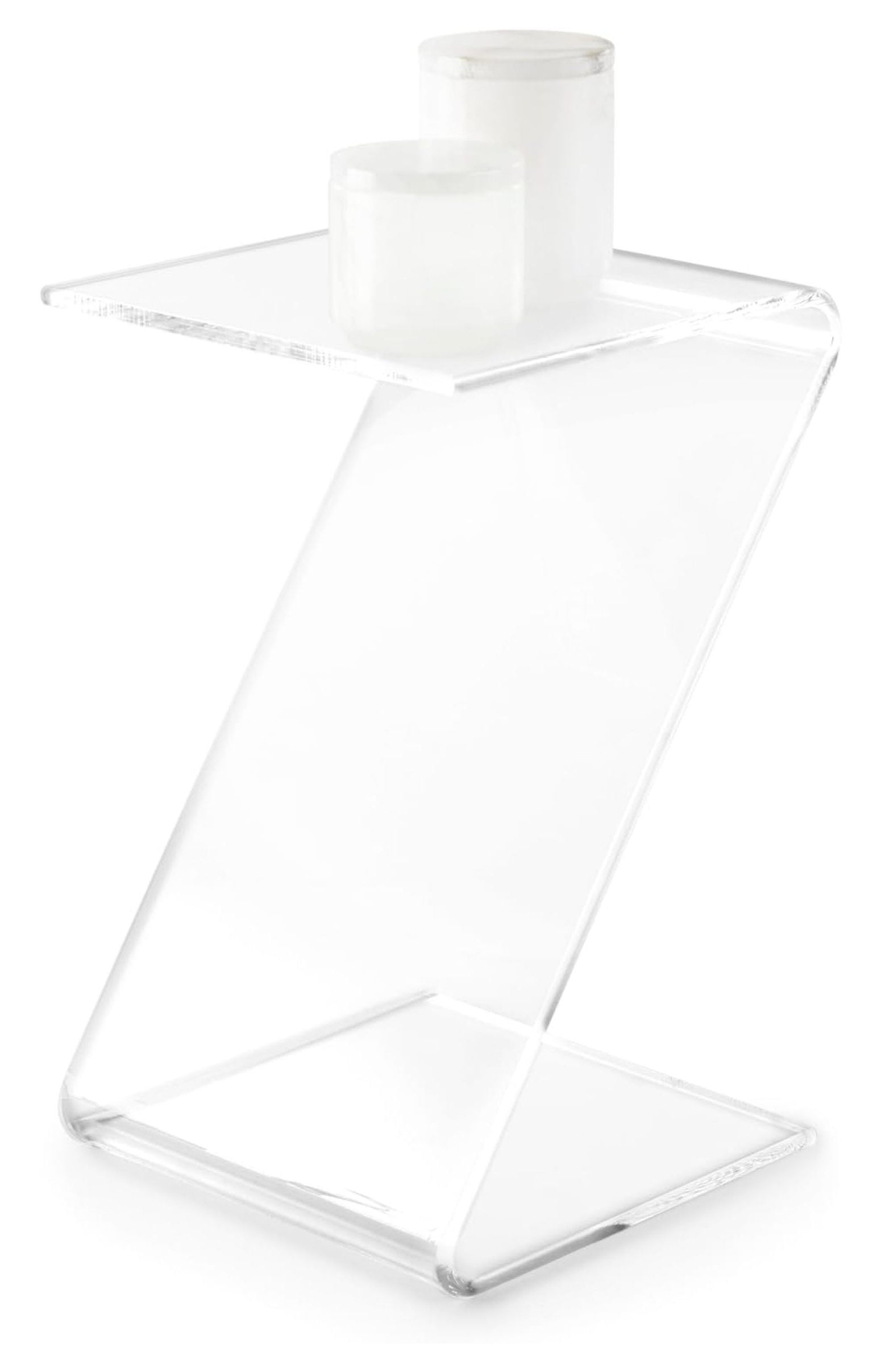 Clarte Clear Z-Shaped End Table | Side Table for Living Room or ...