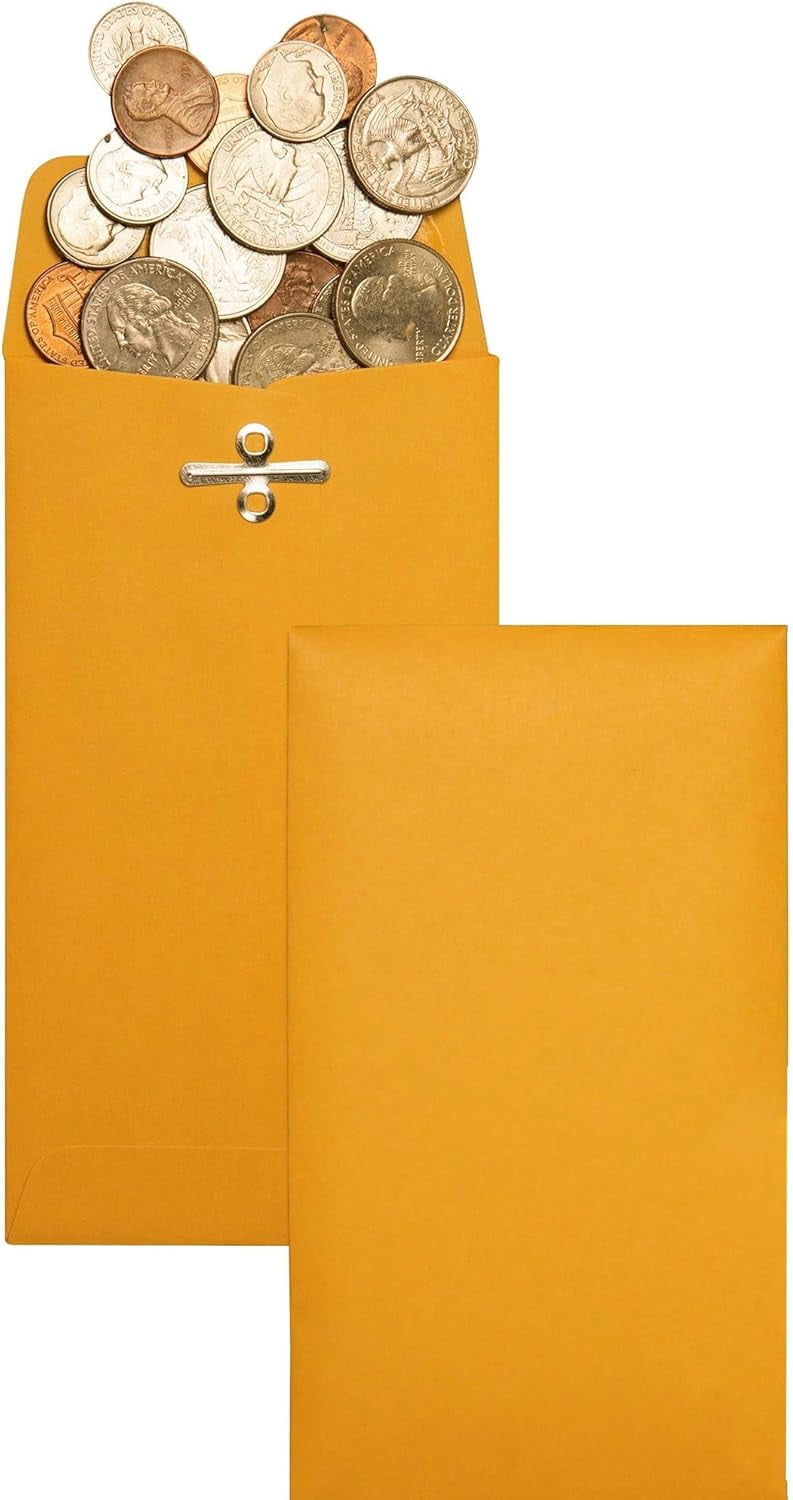 Clasp Envelope, Gummed, Brown , 3.375 x 6, 100 per Carton, (37010 ...