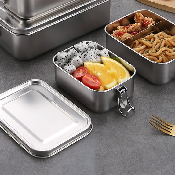 Clasp Lock Stainless Steel Food Storage Box, Compact Airtight Reusable ...
