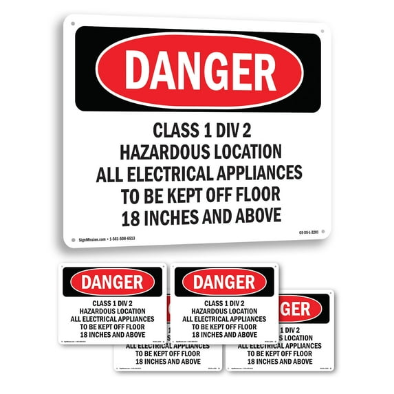 Class 1 Div 2 Hazardous Location All Electrical OSHA Danger Aluminum ...