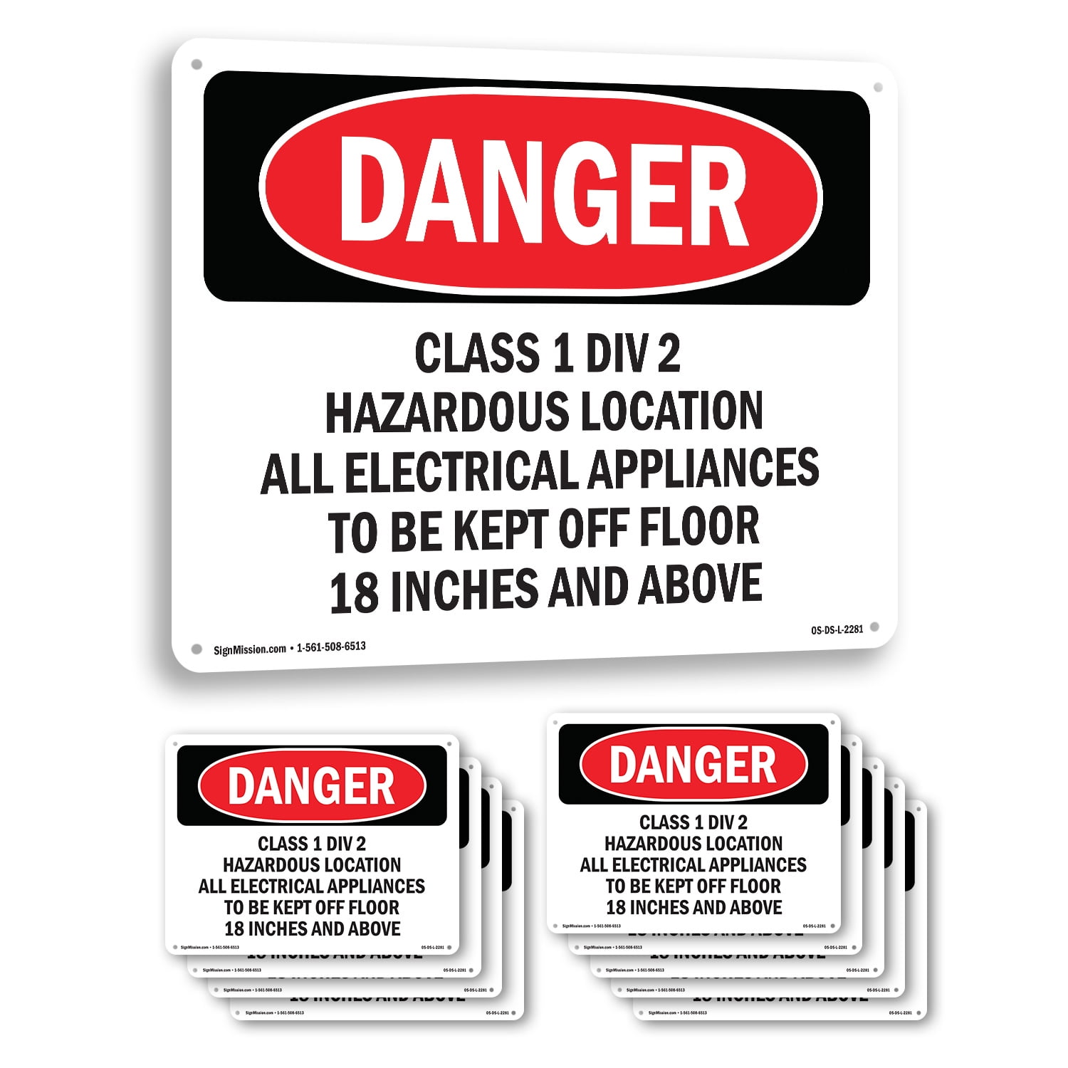 Class 1 Div 2 Hazardous Location All Electrical OSHA Danger Aluminum ...